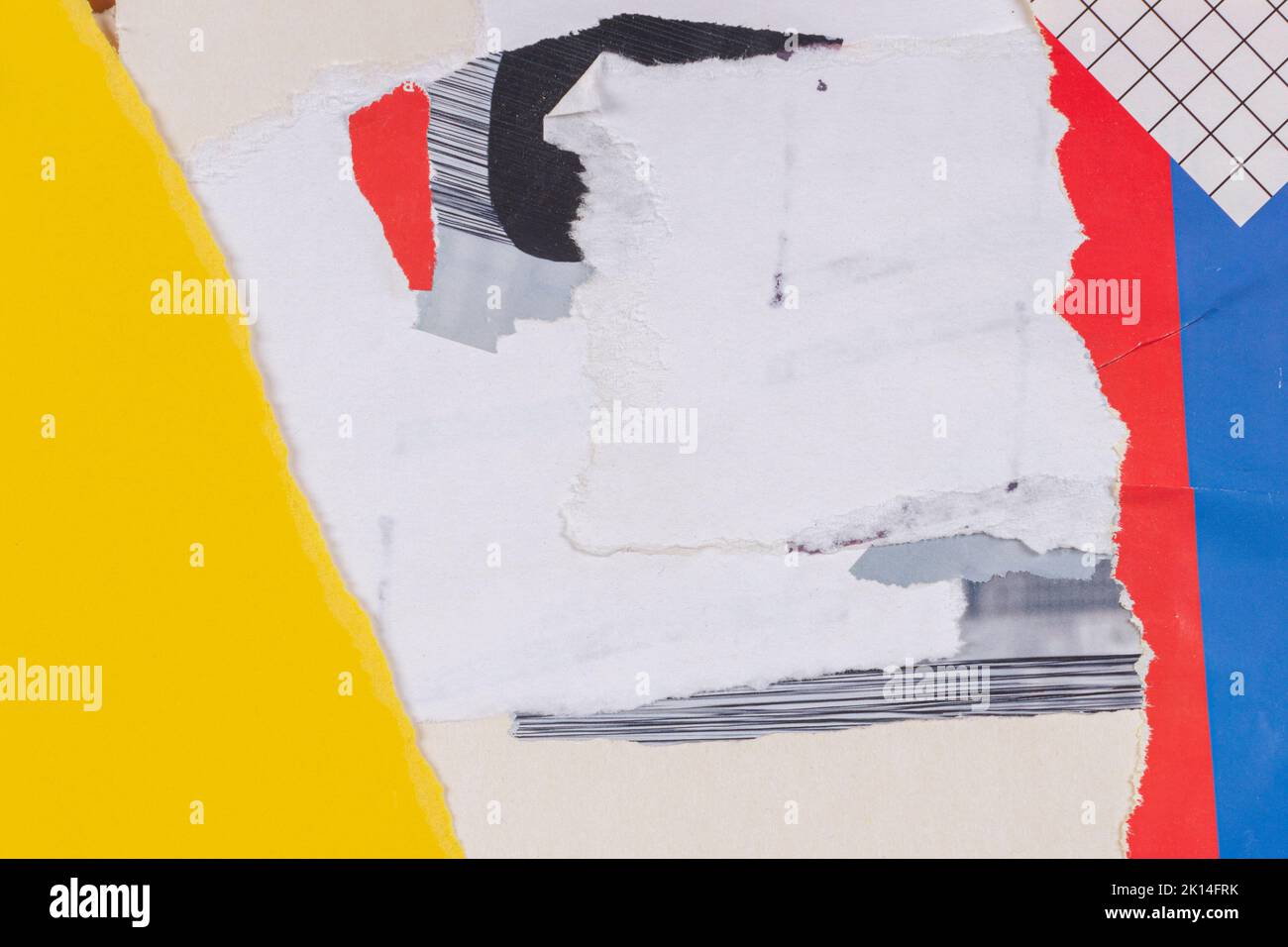 Old grunge ripped torn collage posters creased crumpled paper placard ...