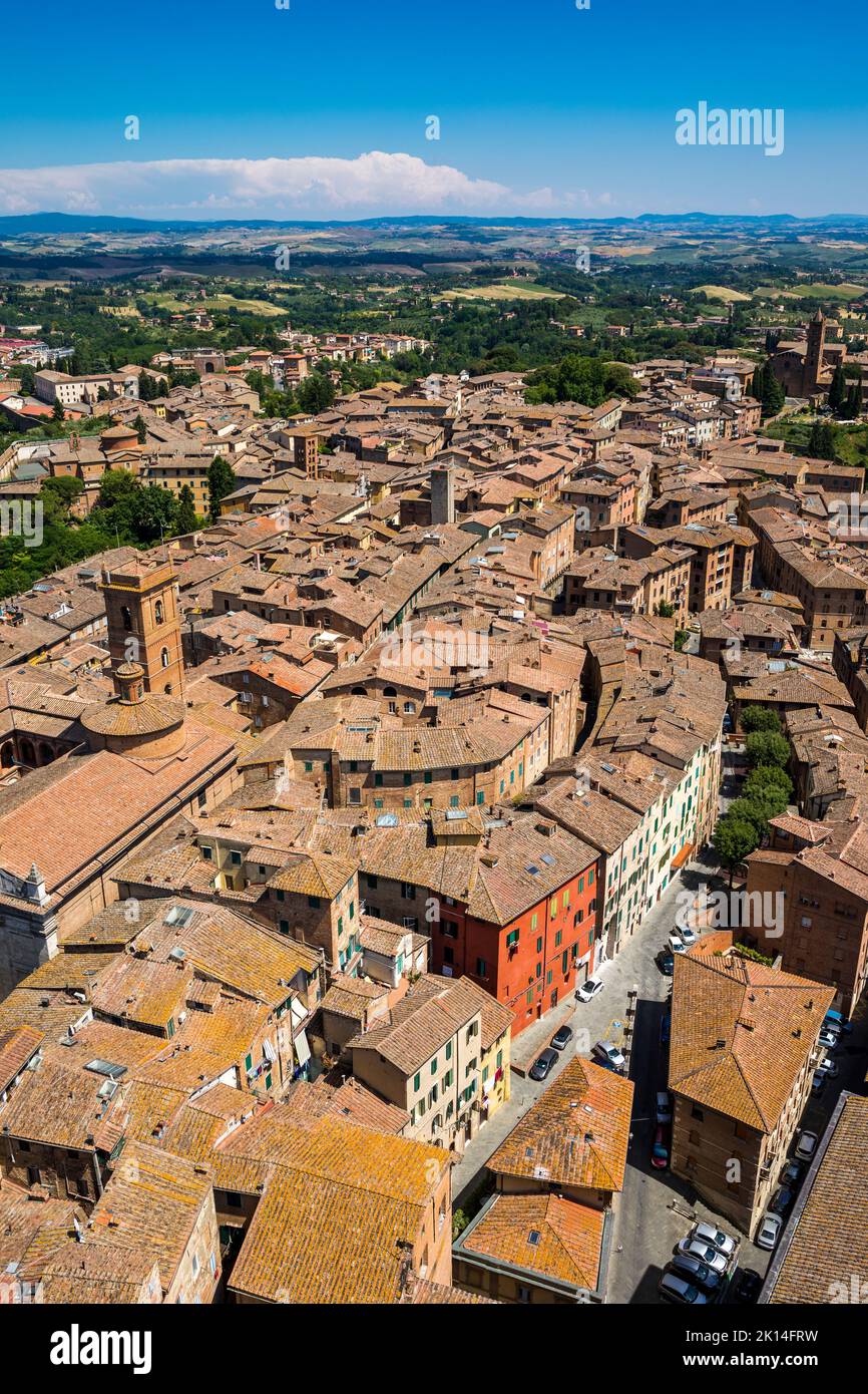 Aerial view of Siena old town, medieval town with ancient architecture ...