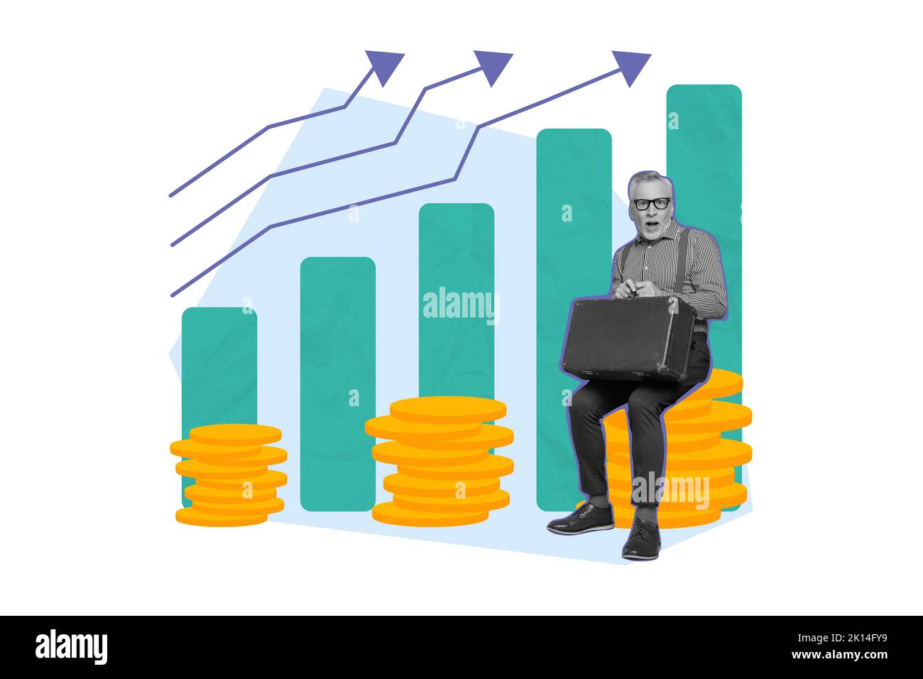 Composite collage picture image of pensioner confused funny man cant ...