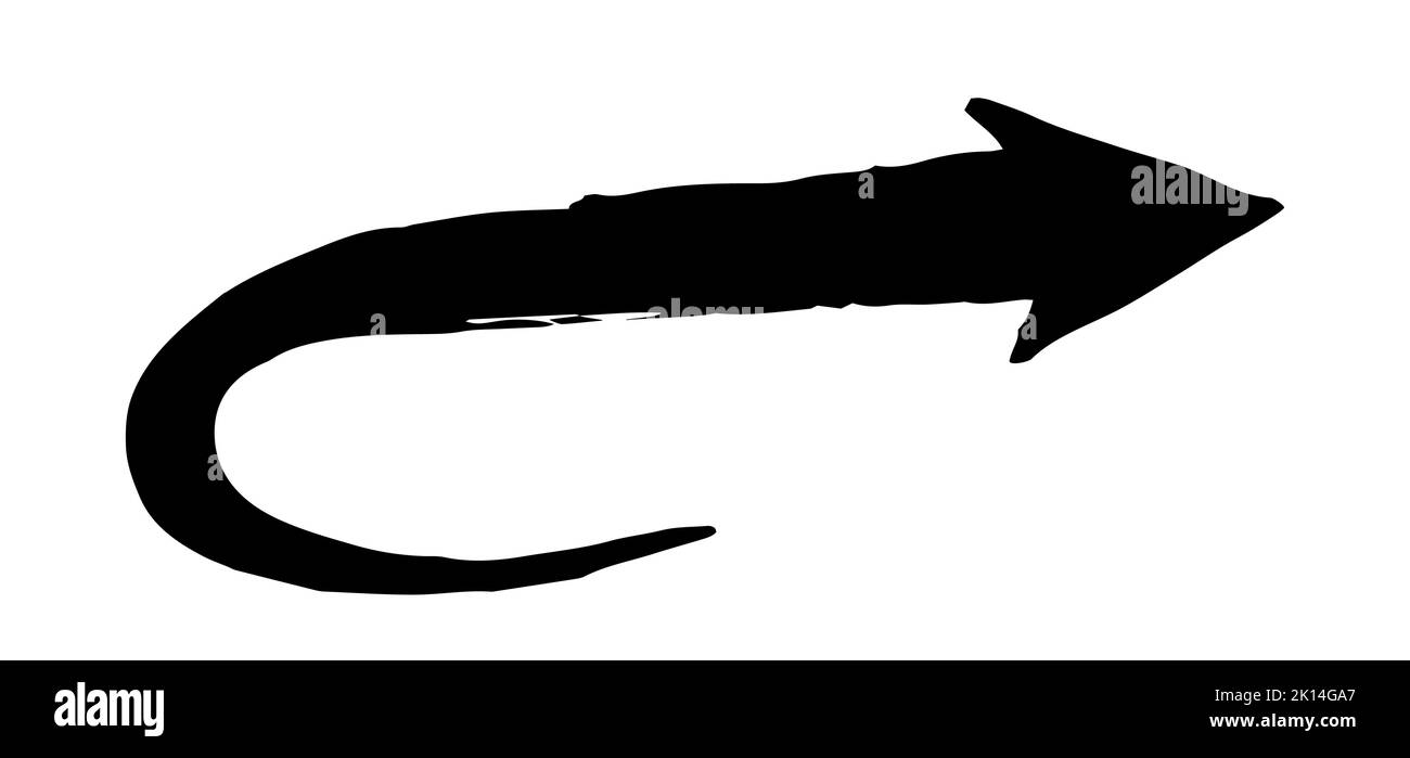 Ink arrow curled symbol hand painted with brush in swoosh whimsical ...