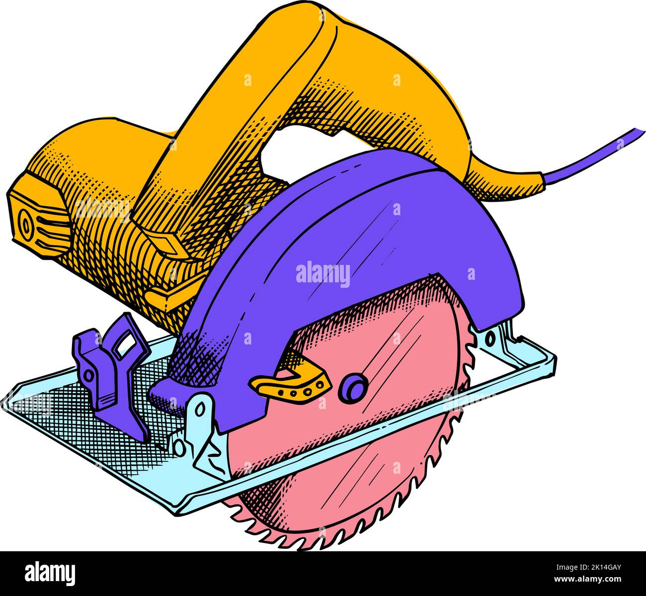 Color circular saw hand drawn illustration Stock Vector Image & Art - Alamy