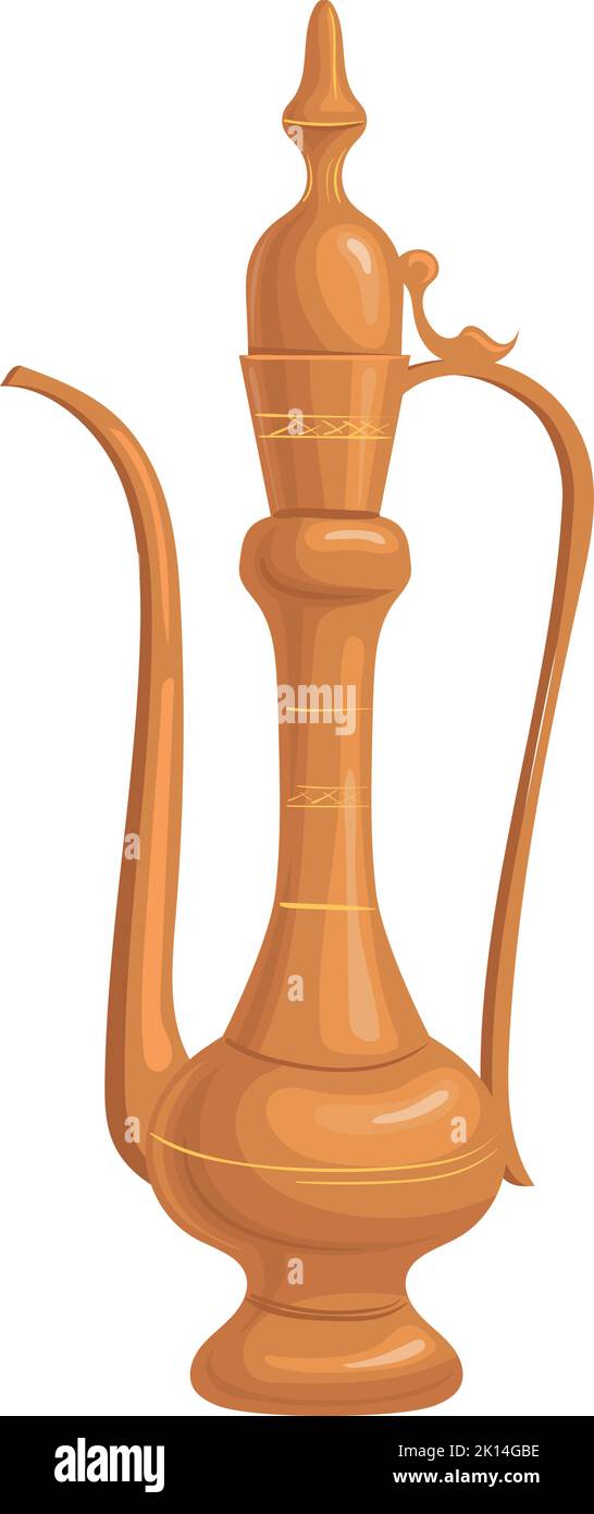 Middle eastern pitcher. Ancient arabian cartoon jug isolated on white ...