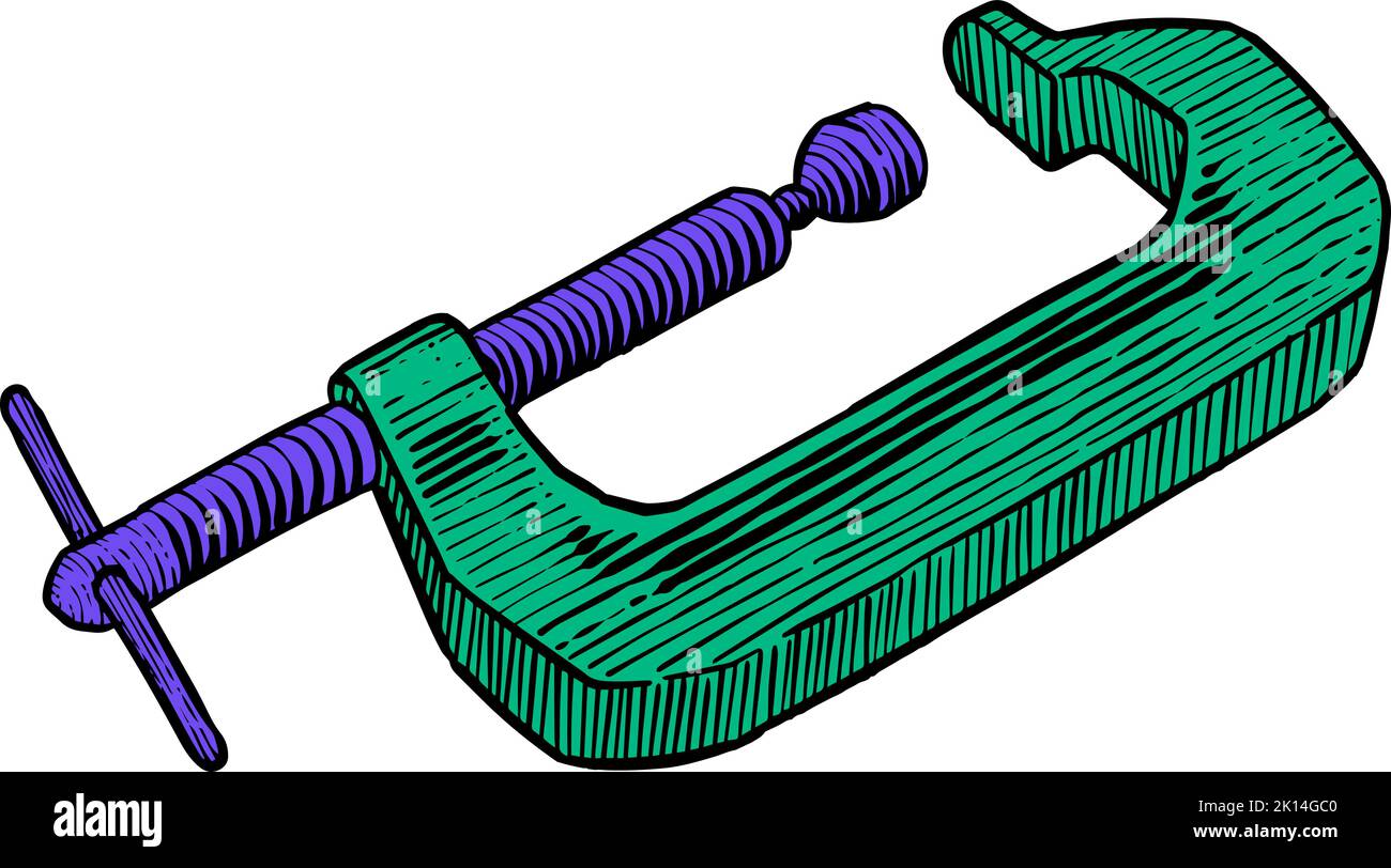 Color woodworking clamp hand drawn illustration Stock Vector Image ...