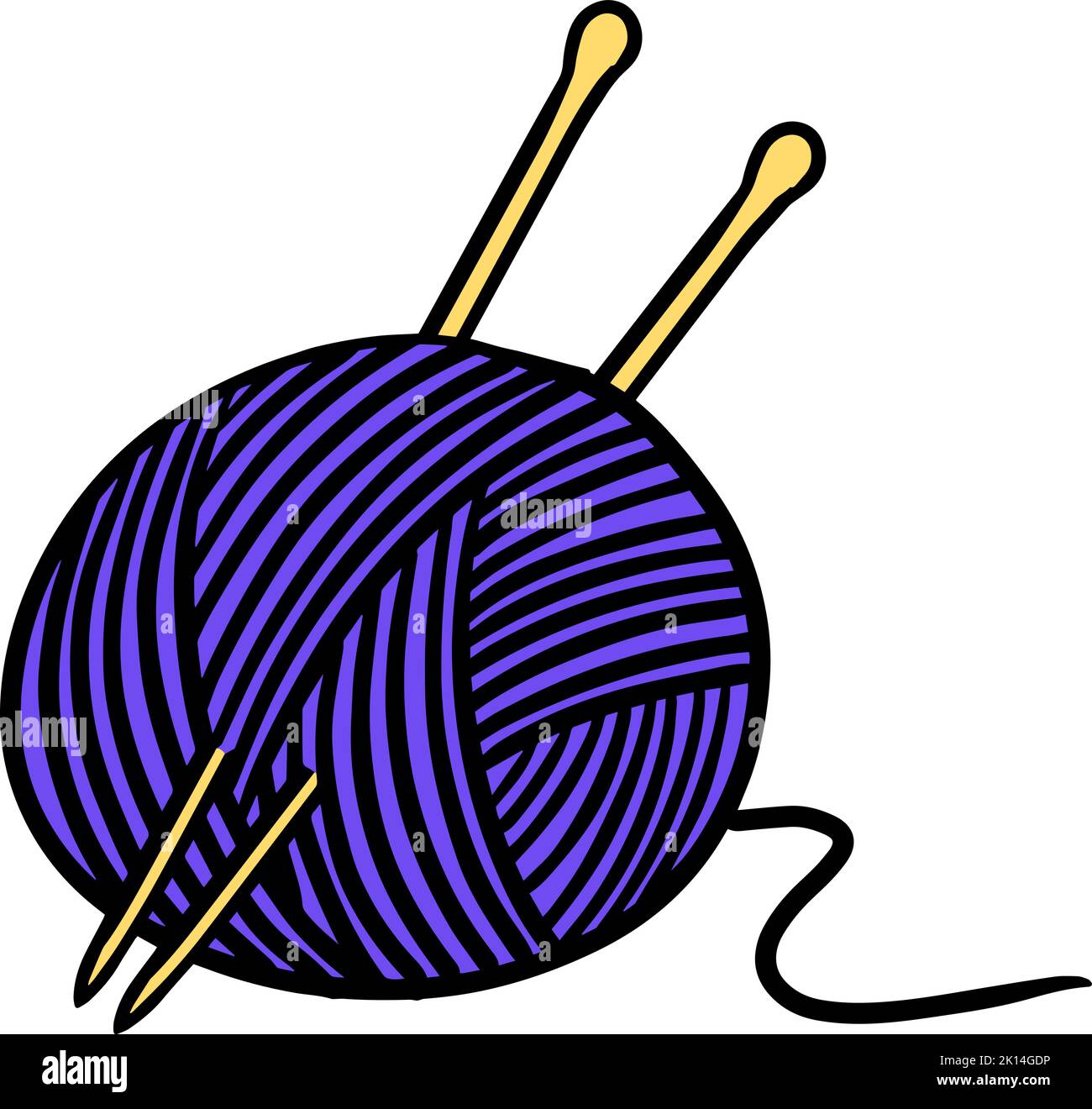 Color yarn and needles hand drawn Stock Vector Image & Art - Alamy