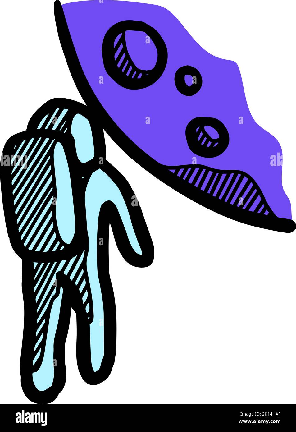 Color sketch drawing of man with moon background hand drawn Stock ...