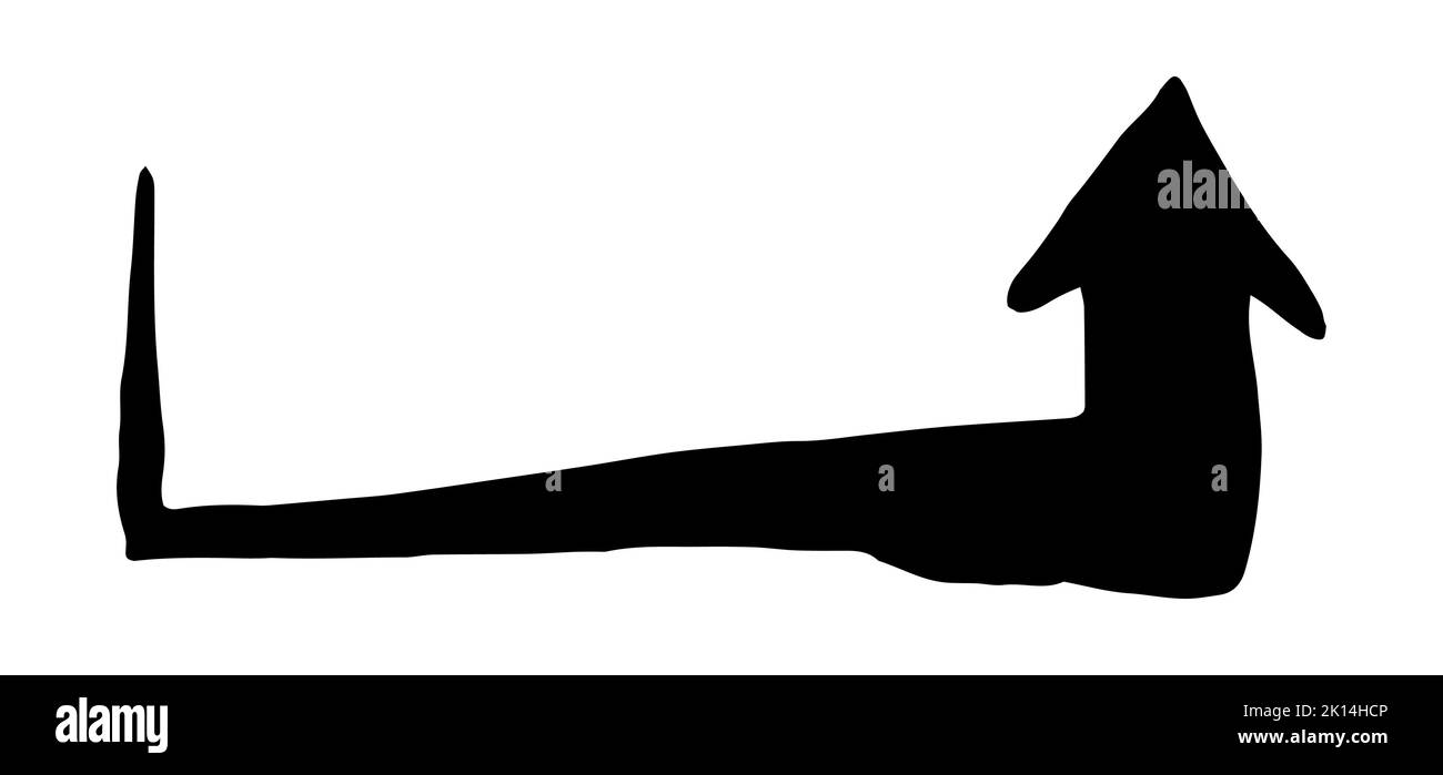 Hand painted arrow drawn with ink brush isolated on white background ...