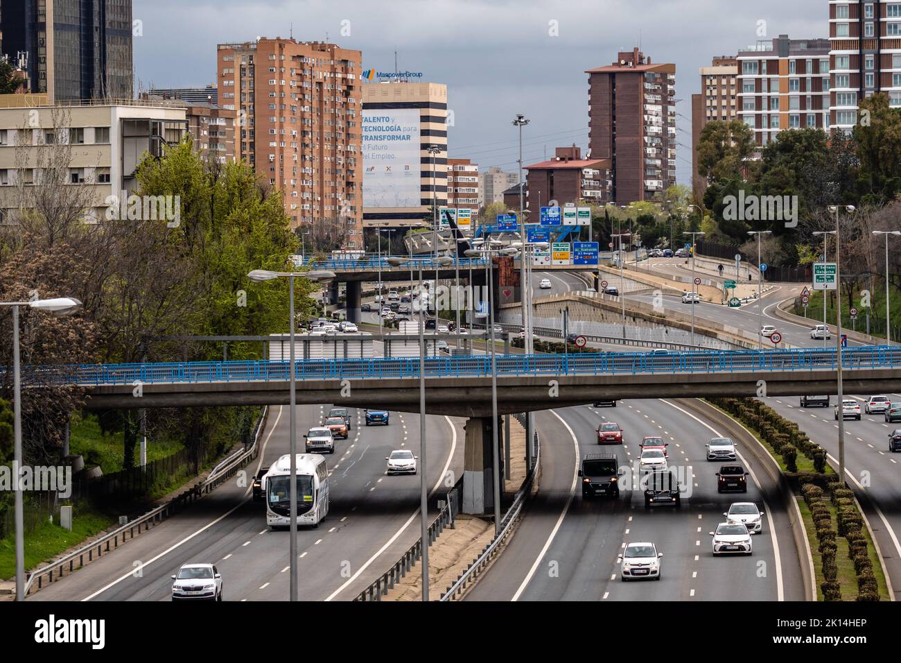 Madrid, Spain - March 20, 2022: Heavy traffic in M30 Motorway Stock ...