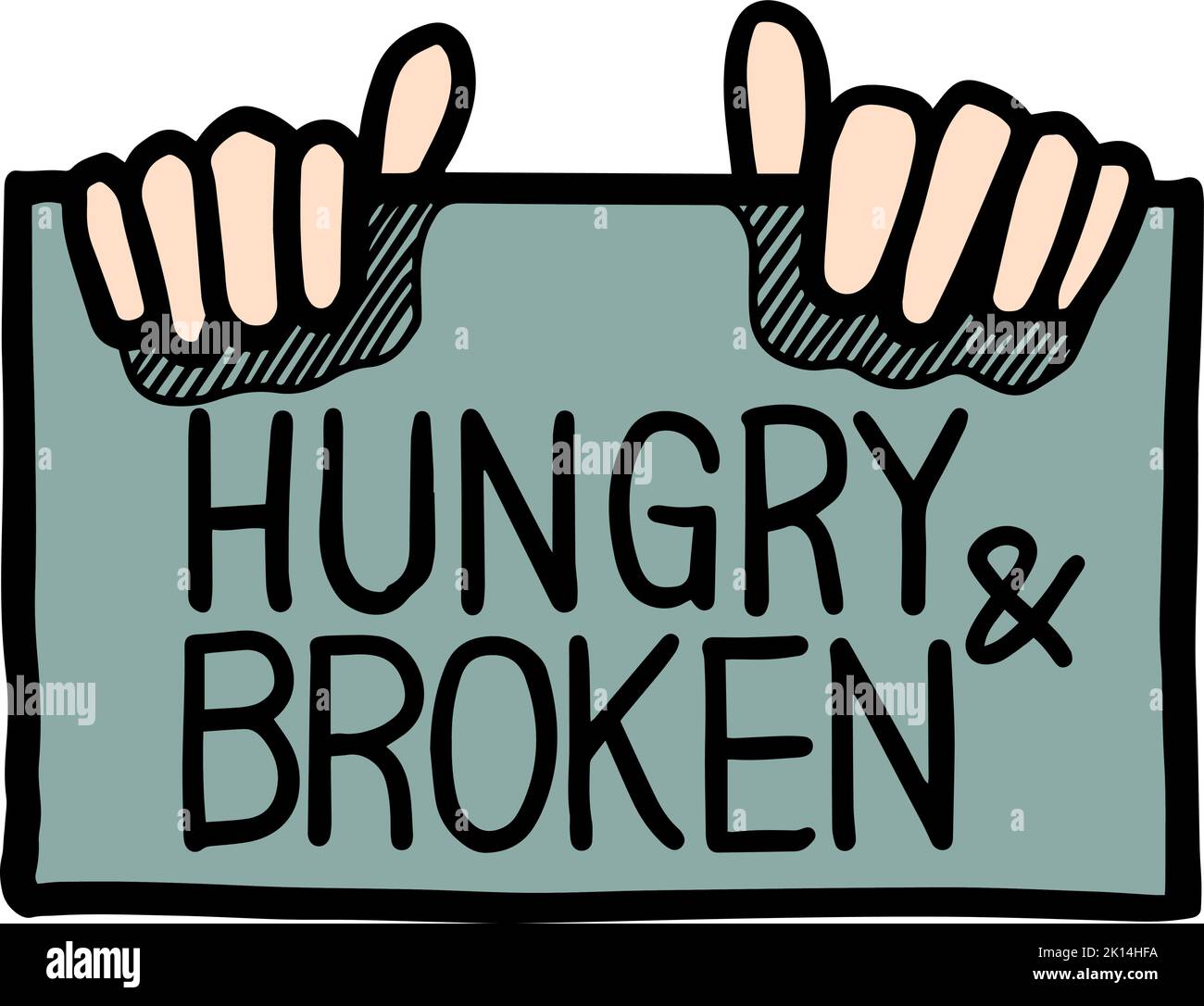 Color hand holding sign icon hungry and broken Stock Vector Image & Art ...