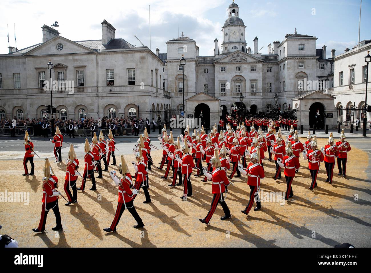 Royal guards march of the procession for the coffin of Queen Elizabeth ...