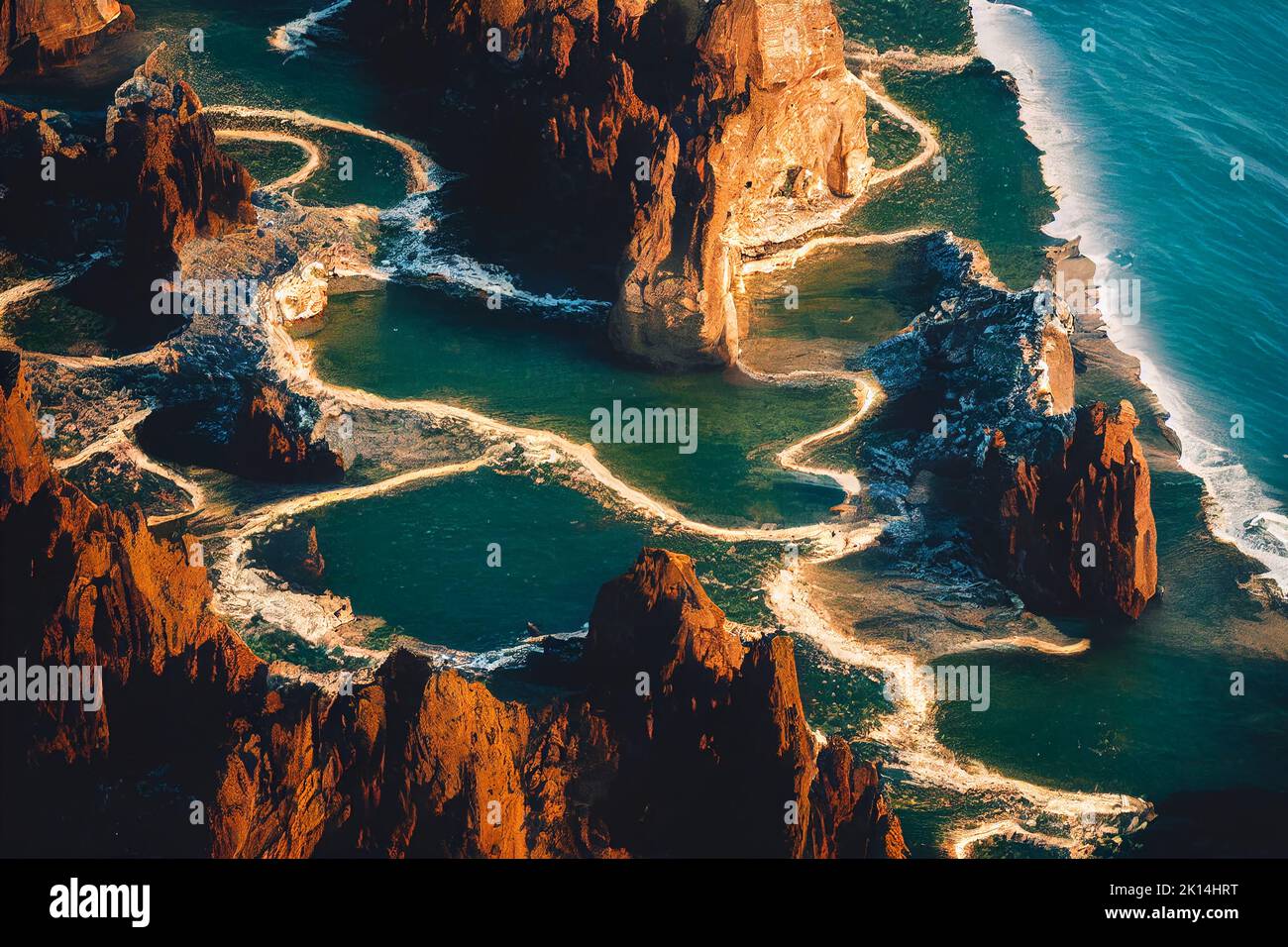 An aerial view of the natural rocks in ocean Stock Photo - Alamy