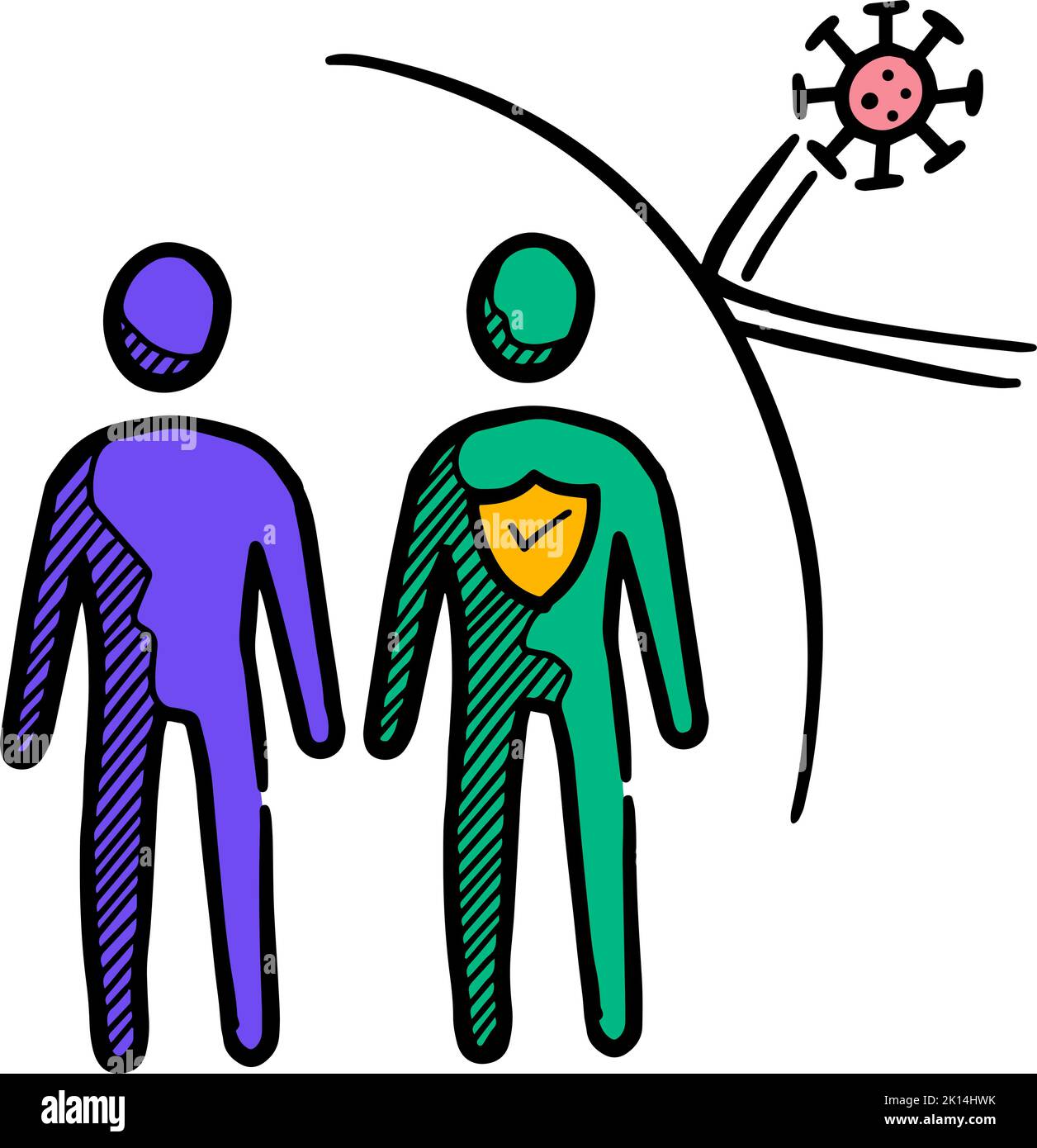 Color hand drawn herd immunity concept icon Stock Vector Image & Art ...