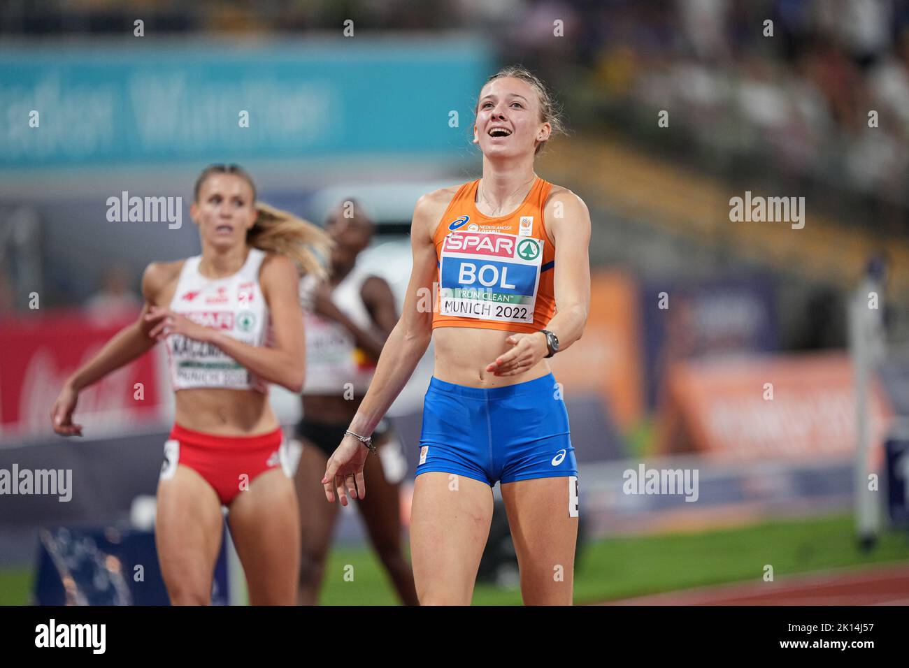 Femke Bol winning the 400 meters at the European Athletics ...