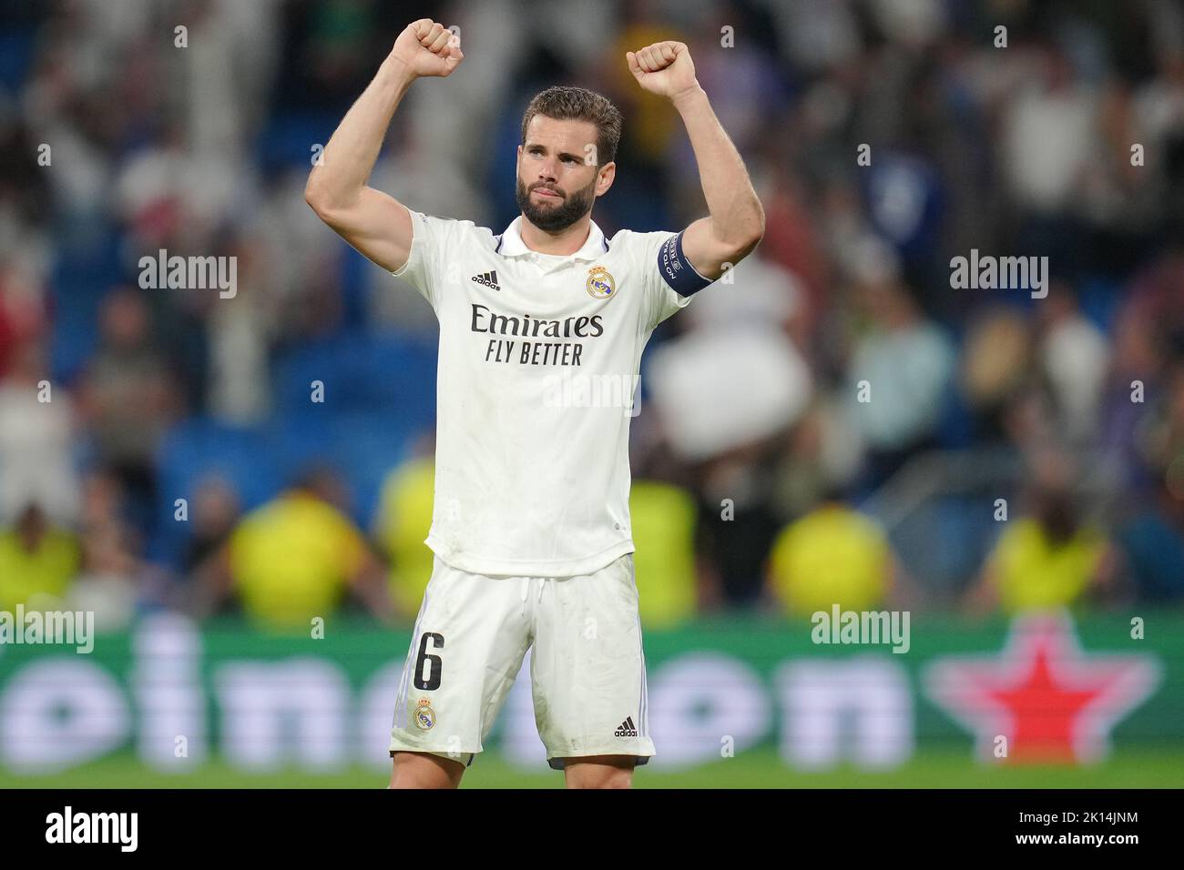 Nacho Fernandez of Real Madrid celebrates the victory at full time ...