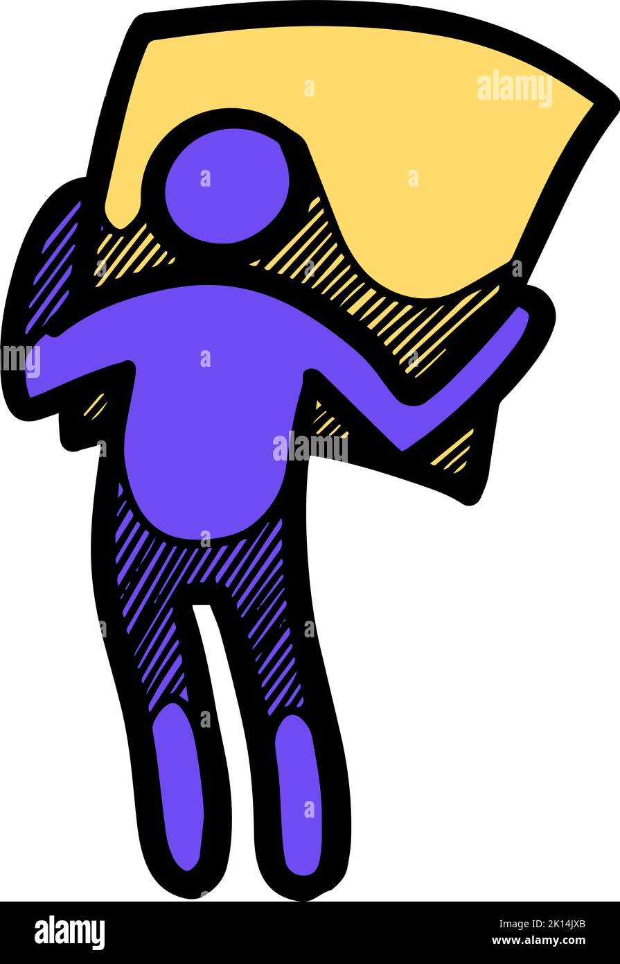 Color man holding large paper icon hand drawn Stock Vector Image & Art ...