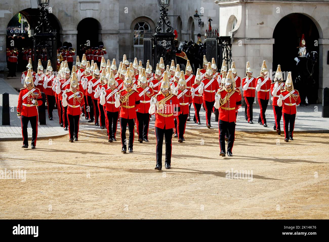 Royal guards march of the procession for the coffin of Queen Elizabeth ...