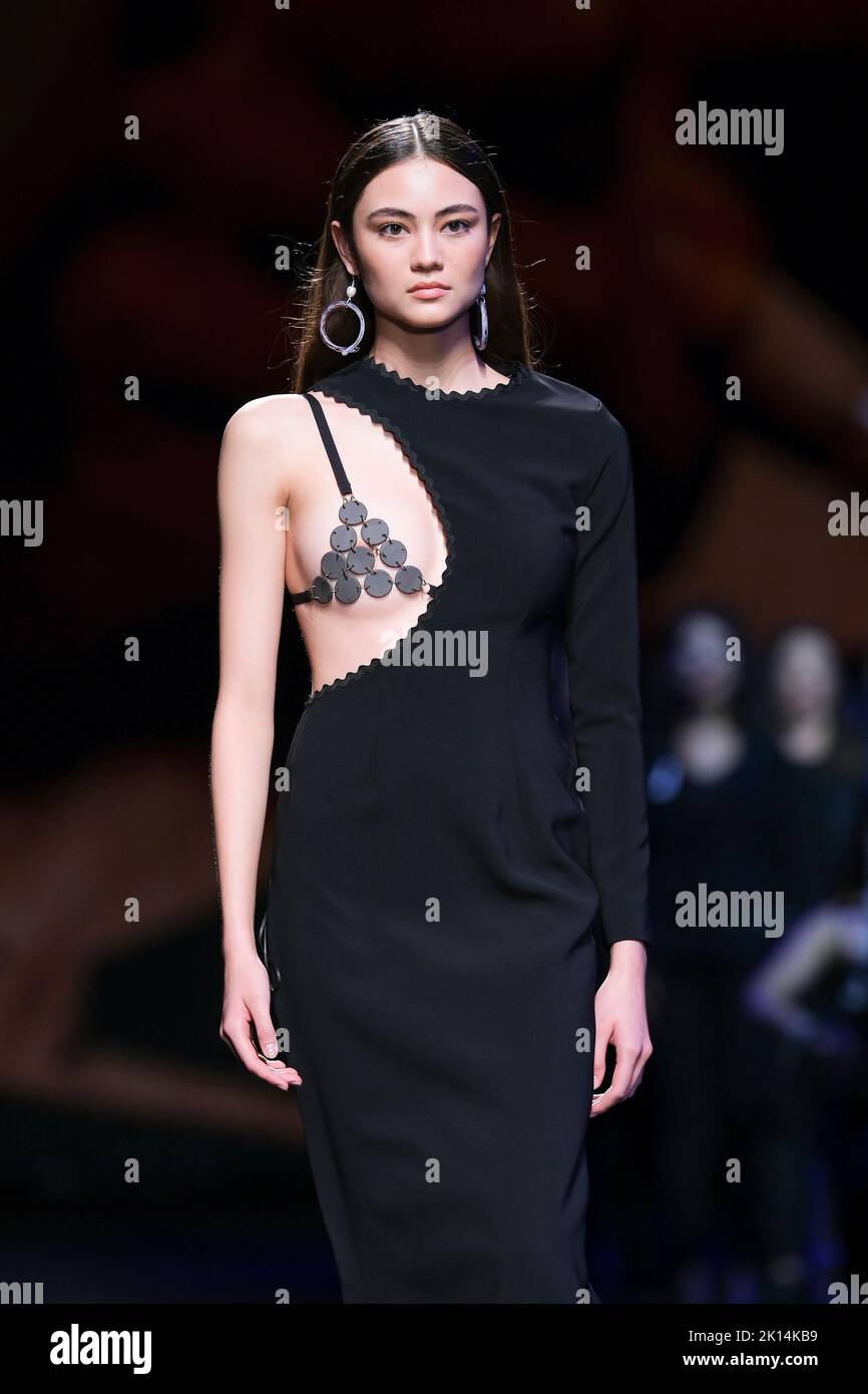 Madrid, Spain. 15th Sep, 2022. A model walks the runway wearing a ...