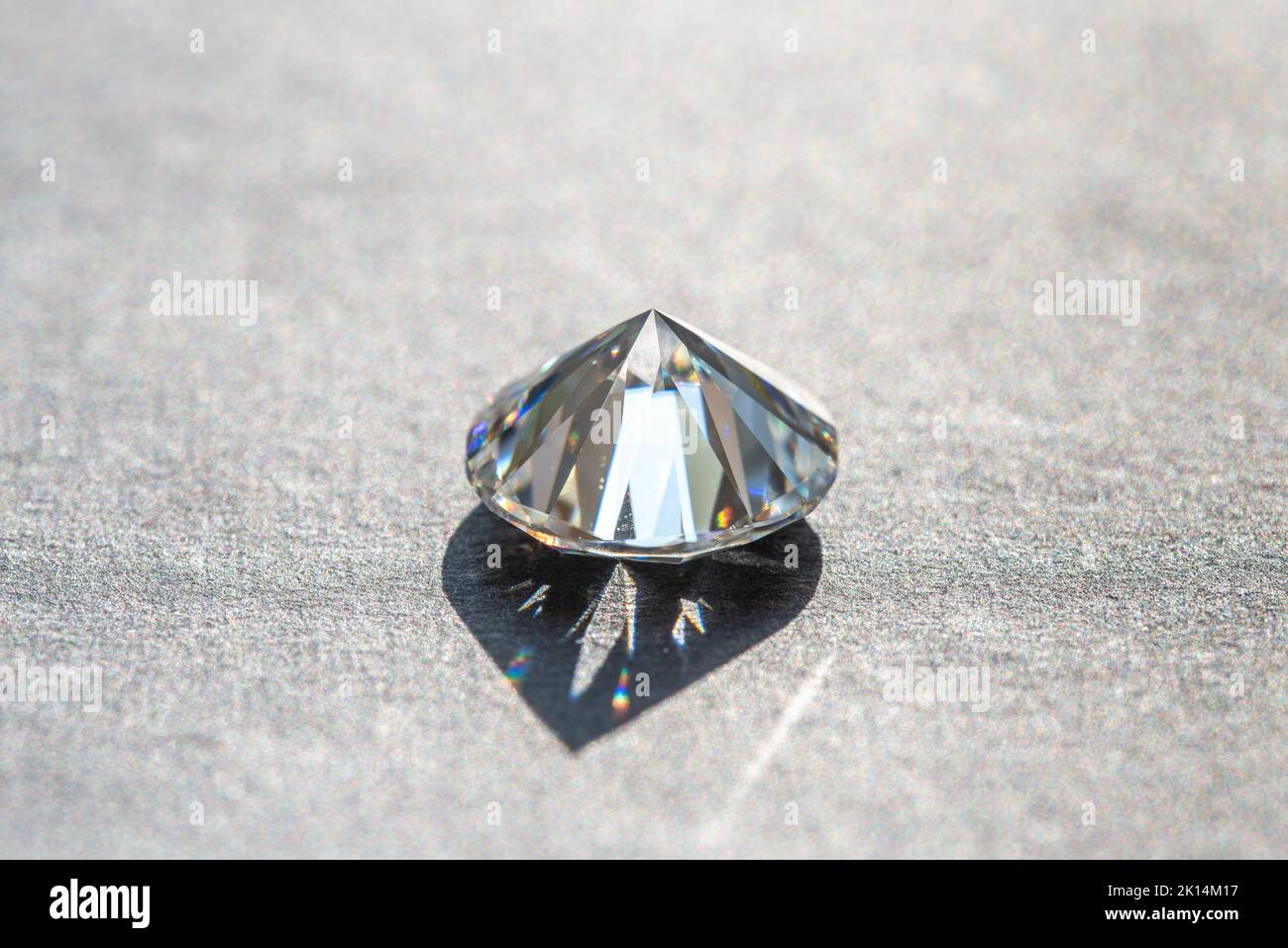 Round Cut Diamond on Jewelry Table Stock Photo - Alamy