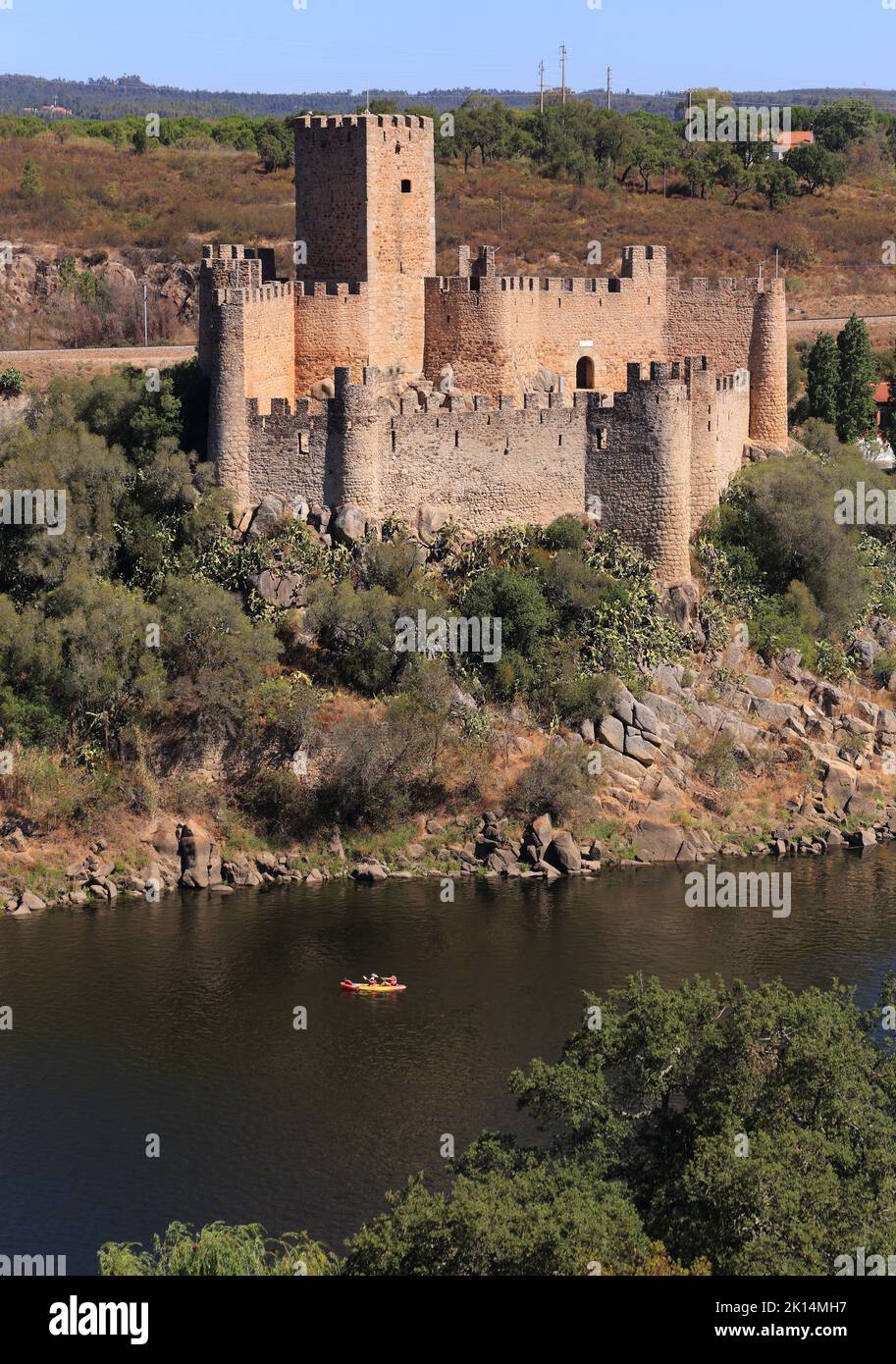 The medieval Almourol Castle on an island on the River Tagus - Rio Tejo ...