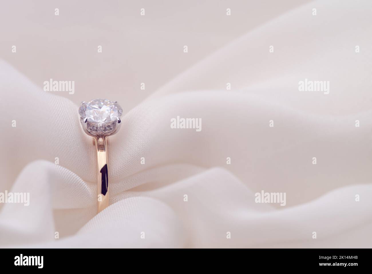 Golden Wedding Ring With Diamond on White Soft Background Stock Photo ...