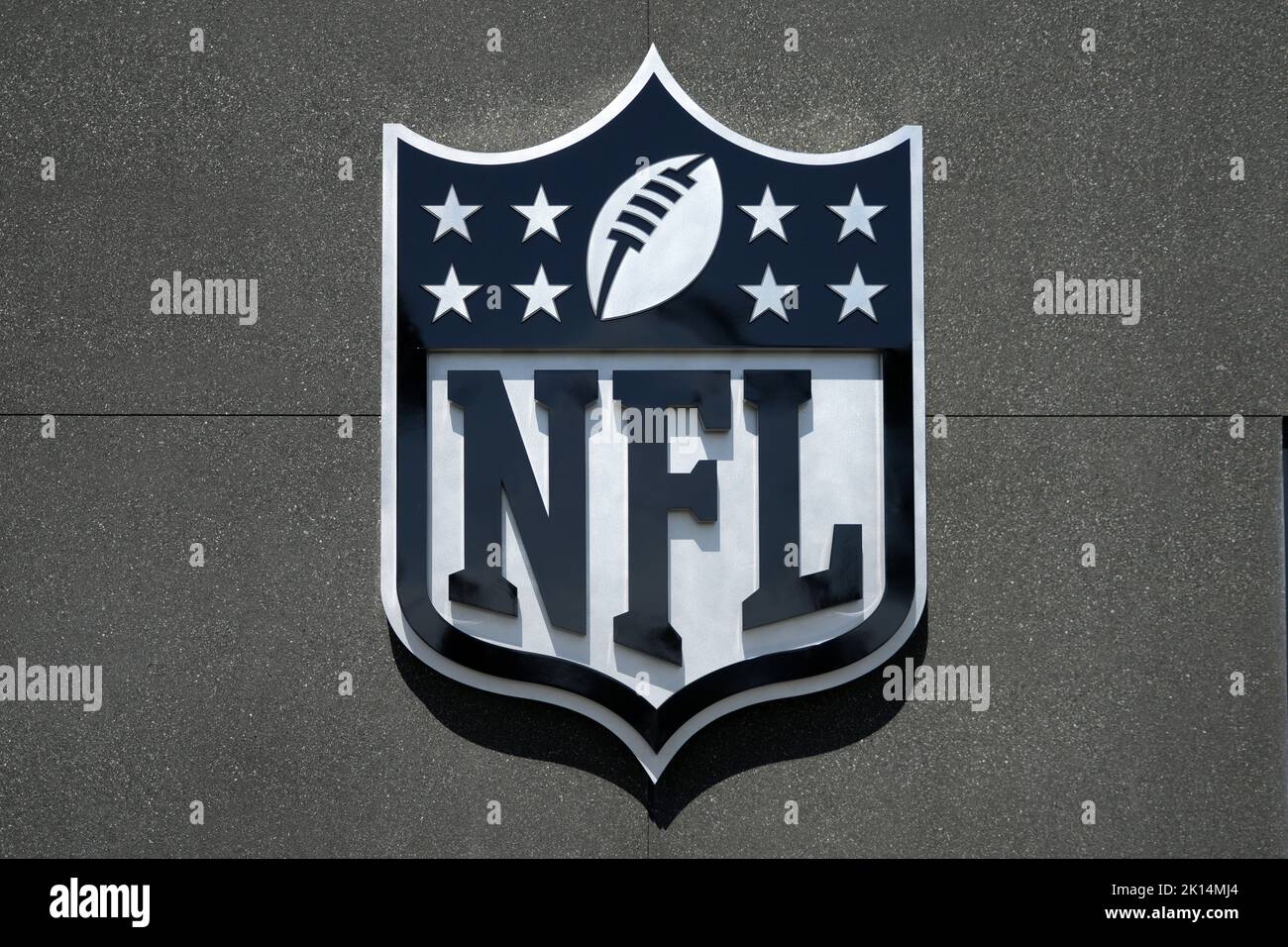 A NFL shield logo at the NFL Networks headquarters building, Wednesday ...
