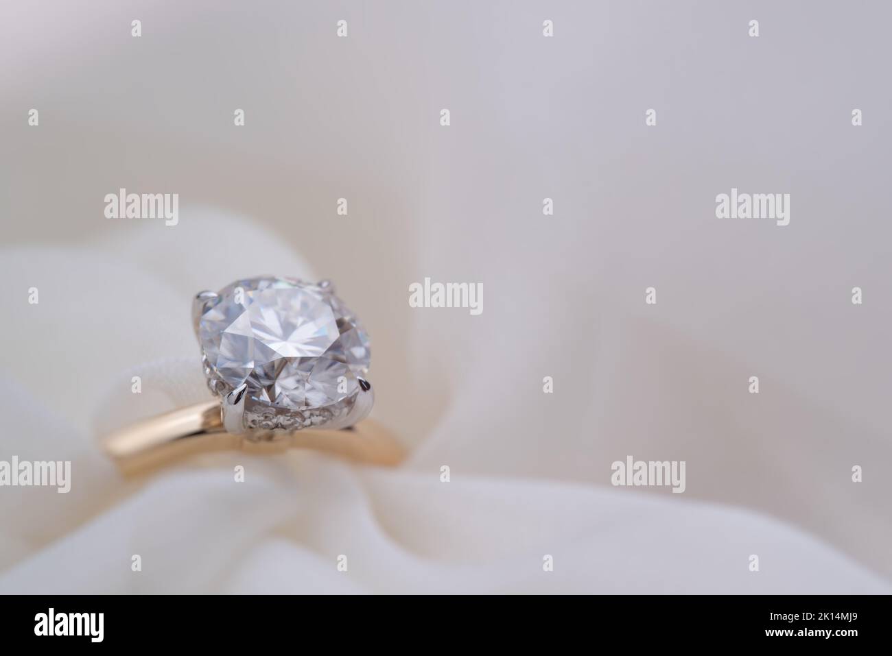 Golden Wedding Ring With Diamond on White Soft Background Stock Photo ...
