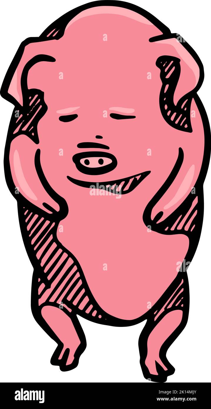 Color hand drawn pig illustration animal character concept Stock Vector ...
