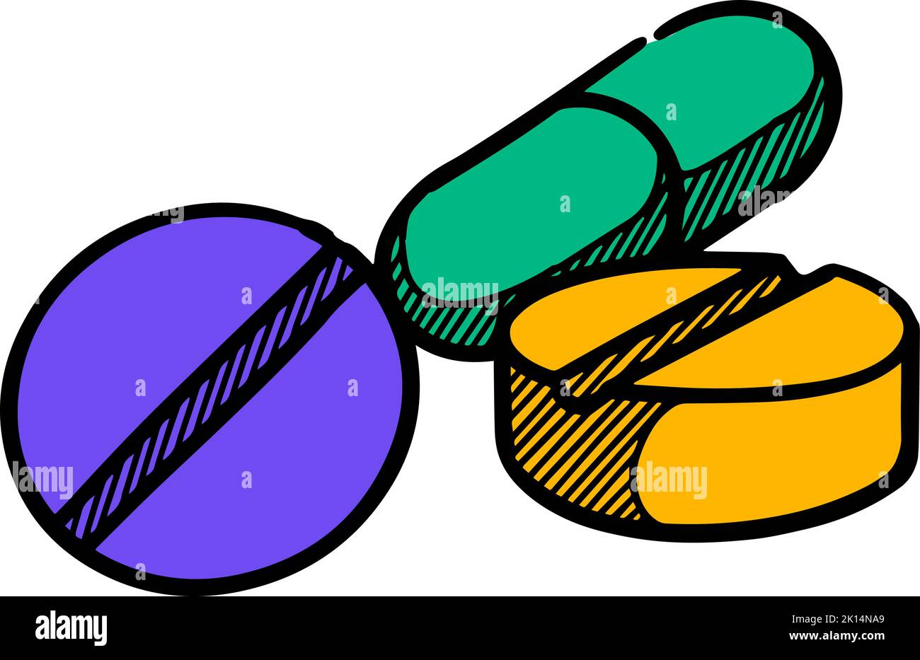 Color pills icon hand drawn Stock Vector Image & Art - Alamy