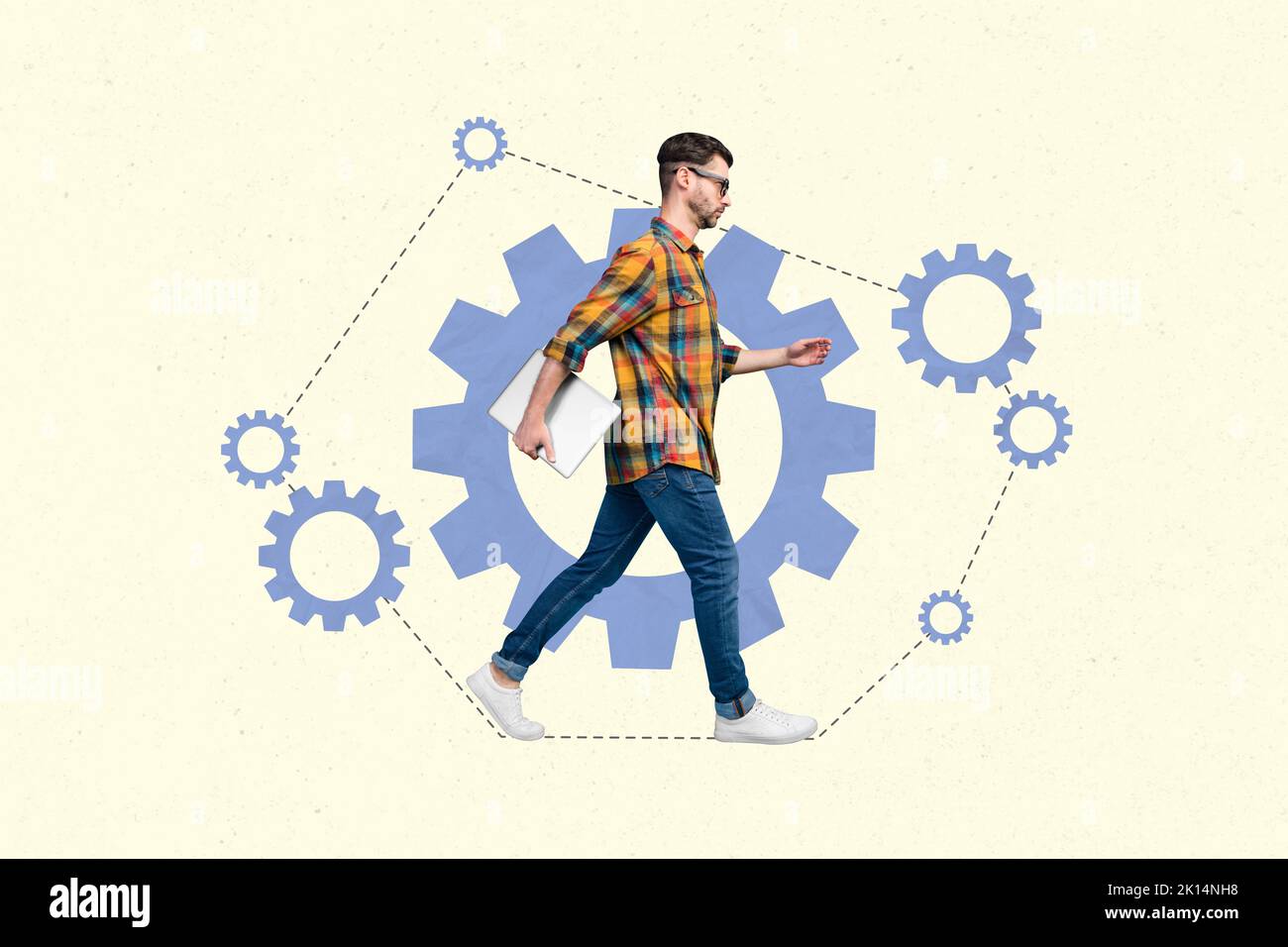 Creative abstract template collage of intelligent programmer engineer ...