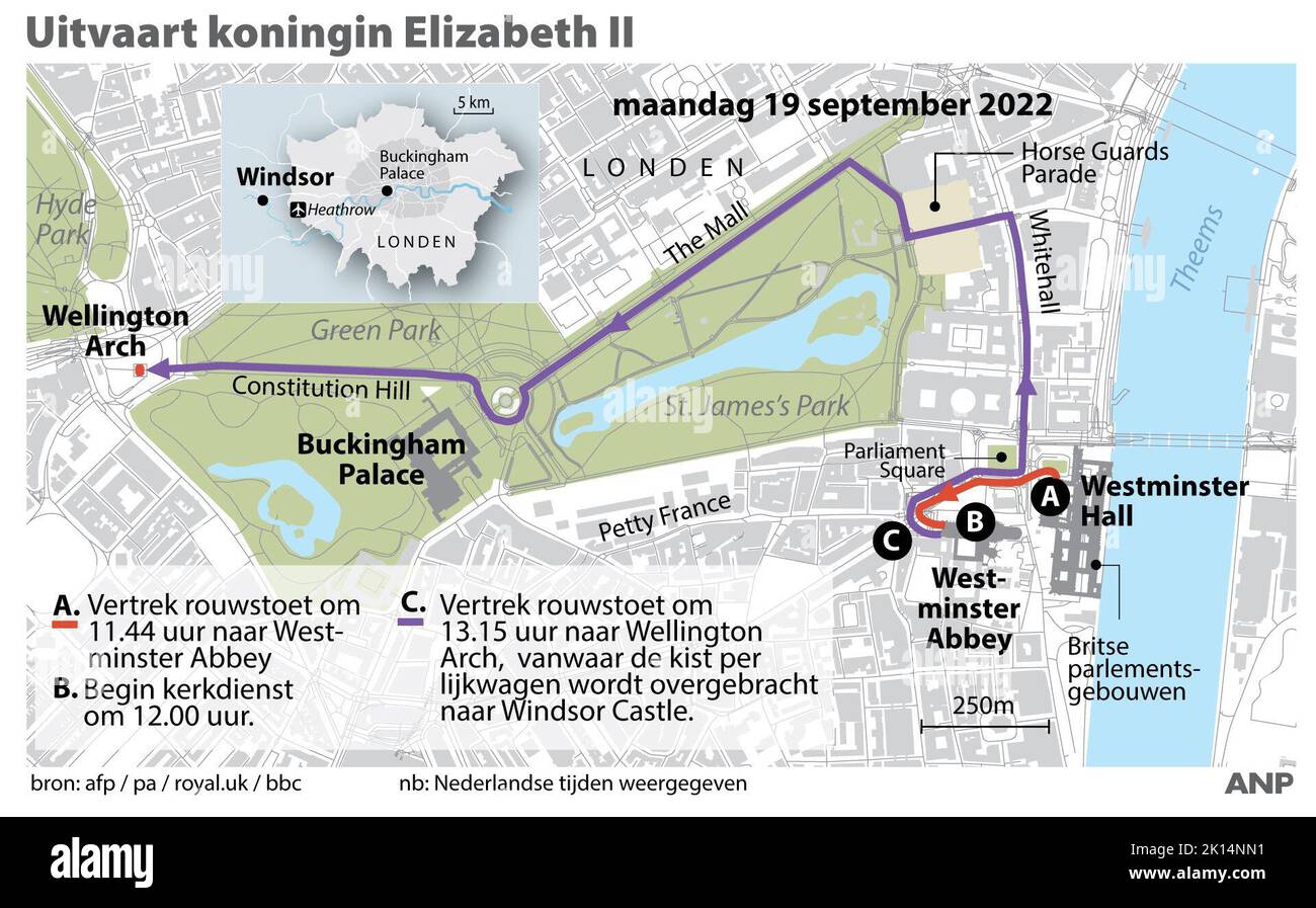 2022-09-15 18:05:05 Funeral of Queen Elizabeth II. Map of central ...