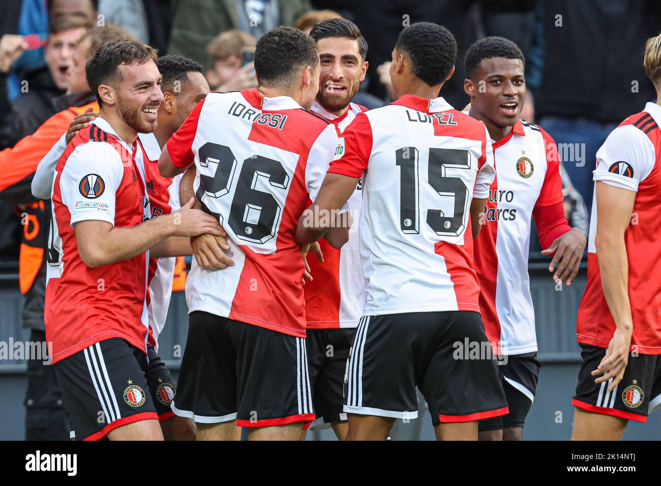 ROTTERDAM, NETHERLANDS - SEPTEMBER 15: Orkun Kokcu of Feyenoord, Oussama Idrissi of Feyenoord ...