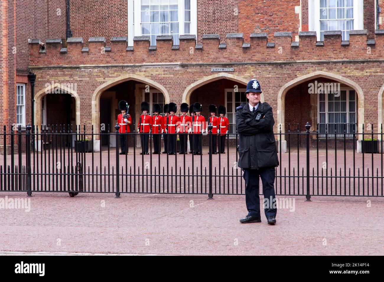 LONDON, GREAT BRITAIN - MAY 12, 2014: The Royal Guard is preparing to ...