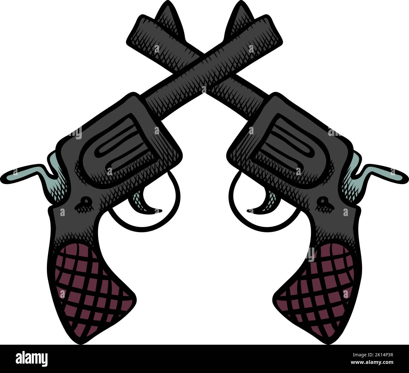 Color hand drawn arm gun in vintage Stock Vector Image & Art - Alamy