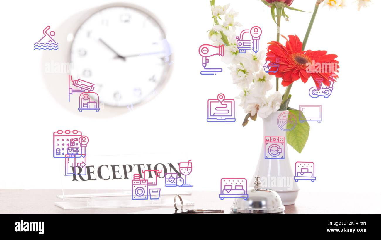 reception hotel bell on white background Stock Photo - Alamy