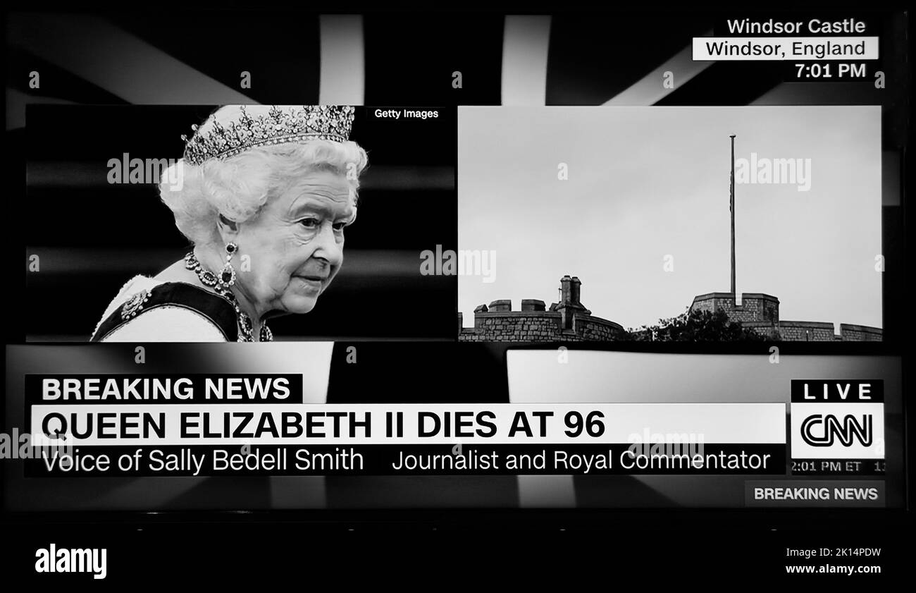 A U.S. television screenshot of CNN coverage of the death of British ...