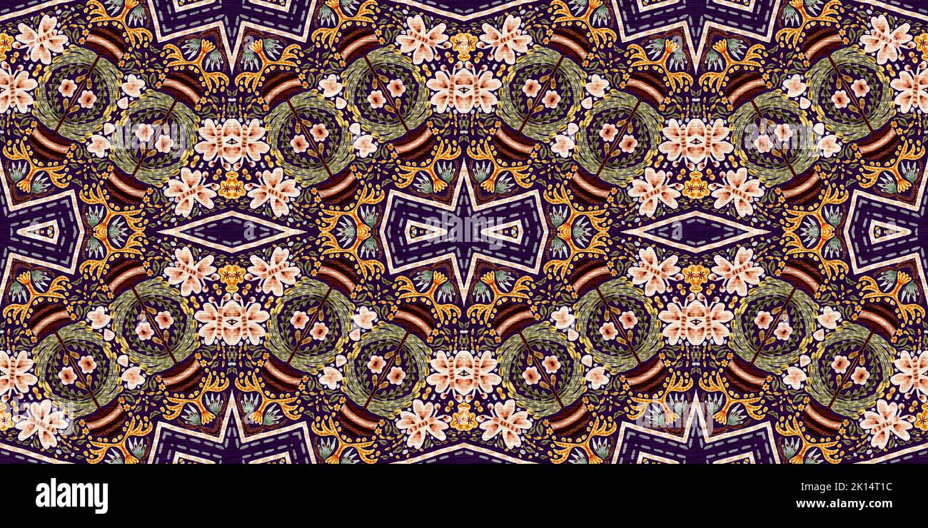 Rustic provence floral border pattern. Boho whimsical french swatch for ...