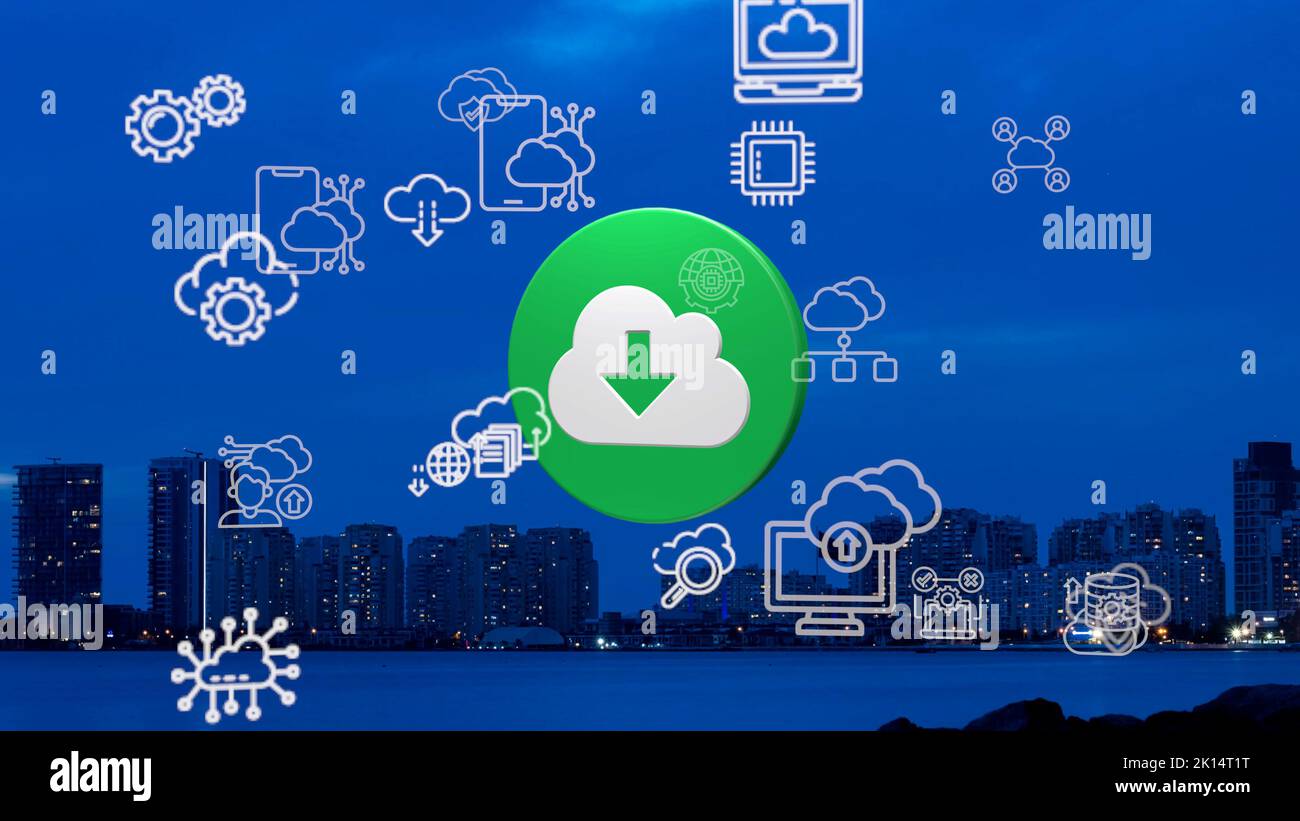 Cloud Computing diagram Network Data Storage Technology Service Stock ...