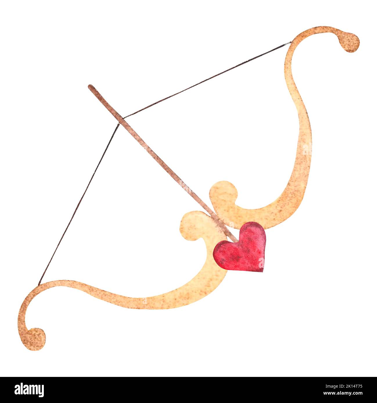 cupid's arrow with heart watercolor on white background Stock Photo - Alamy