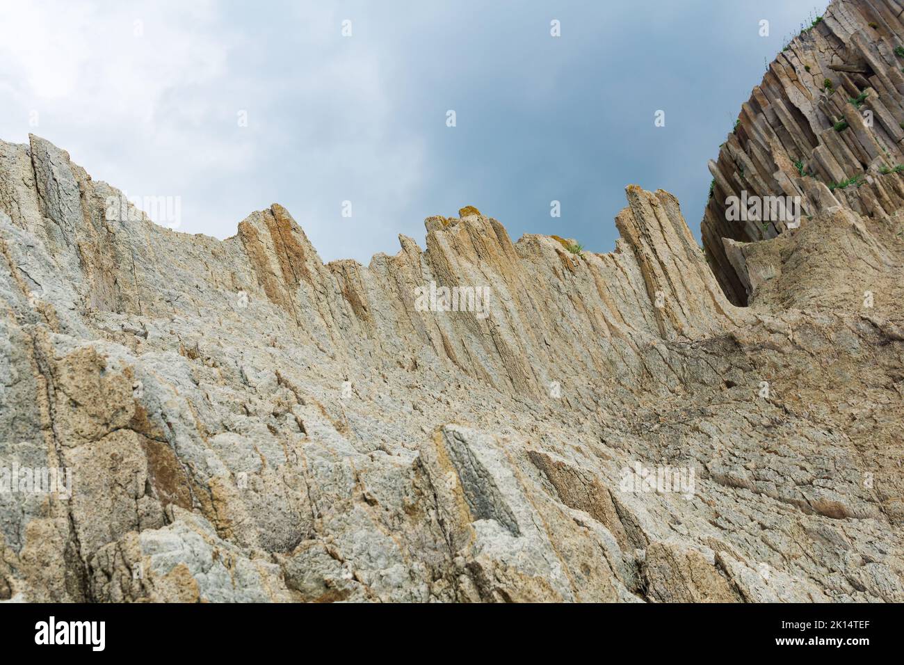 amazing landscape of columnar volcanic basalt rocks on the island of ...
