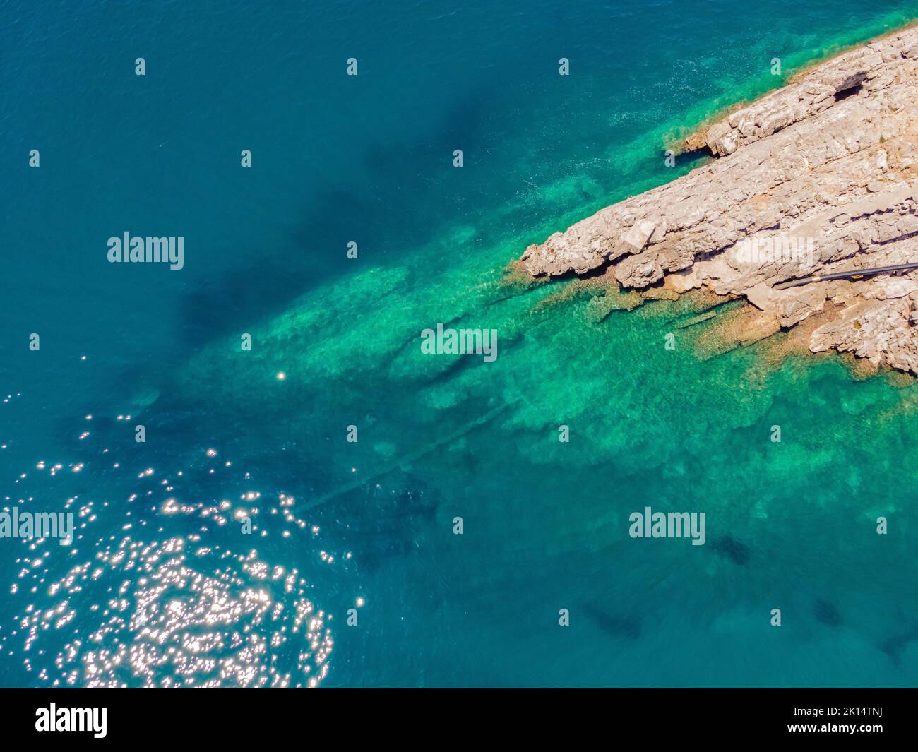 The pipe drains the sewer into the sea. Environmental pollution. Drone ...