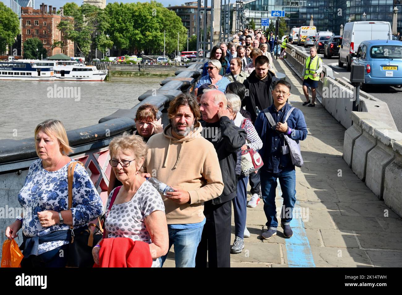 London, UK. Mourners queued for over four miles to see the coffin of ...