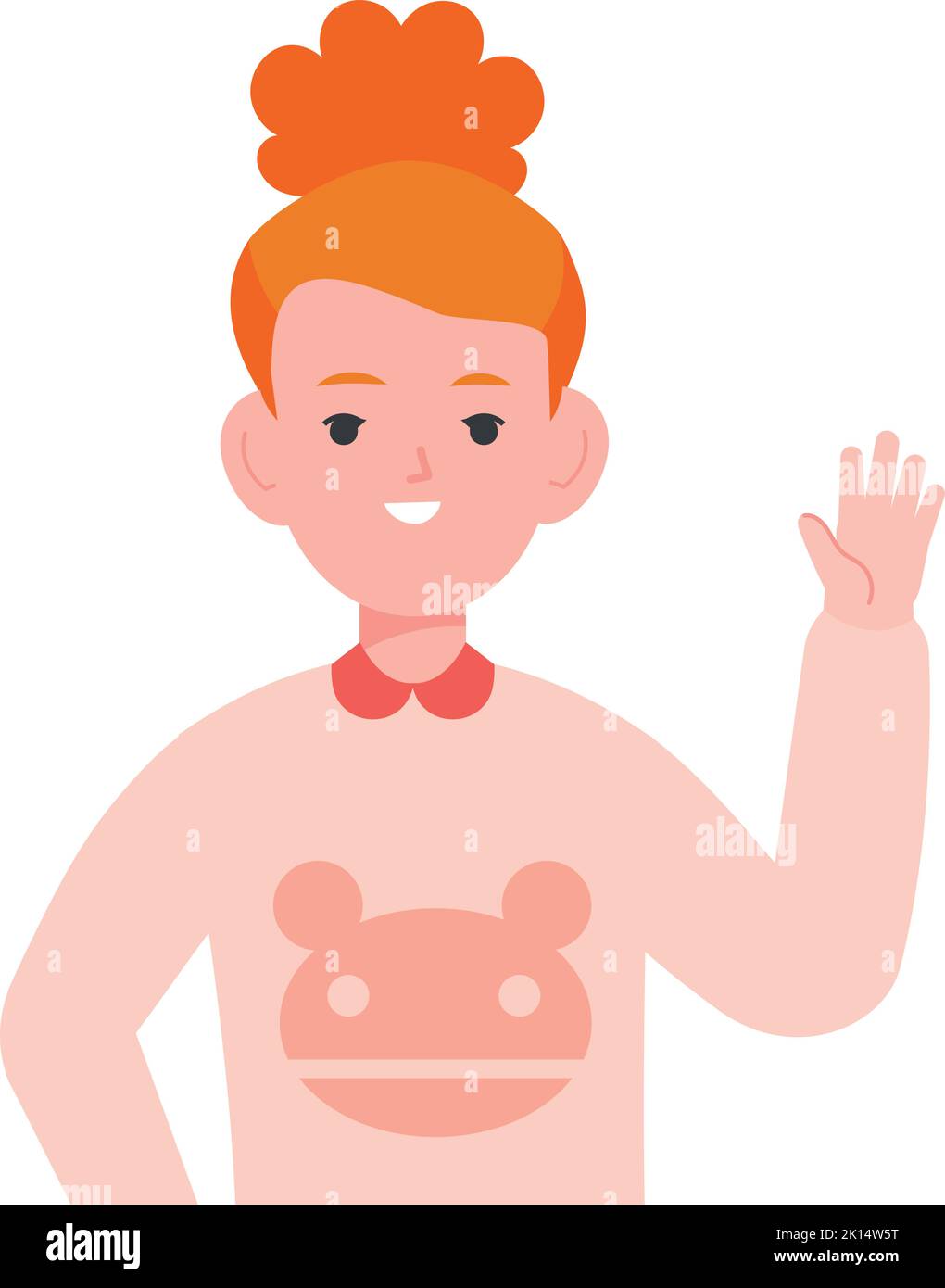 Happy girl gesturing hi. Kid waving hand isolated on white background ...