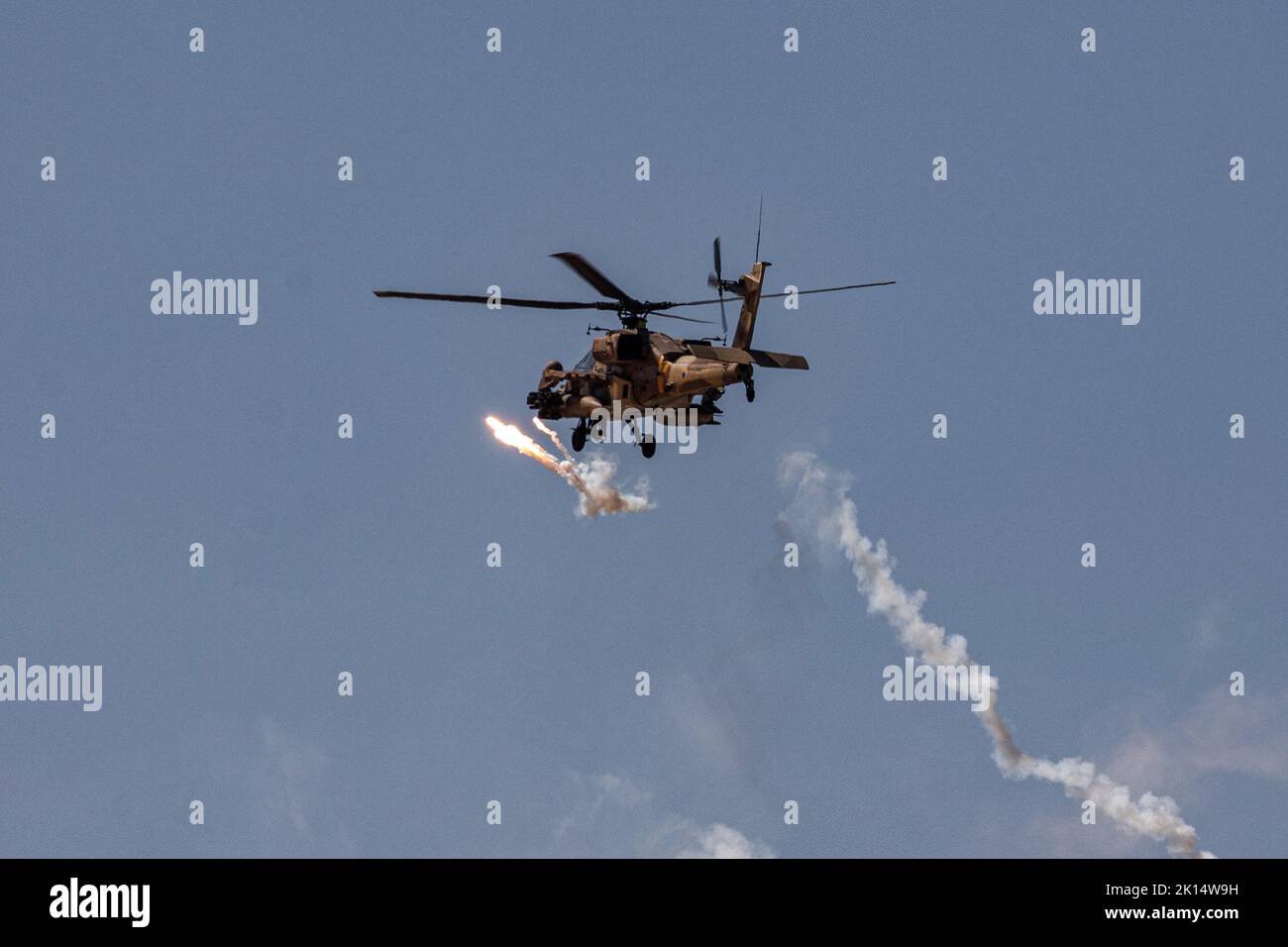 15 September 2022, Israel, Tze'elim: A military helicopter launches ...