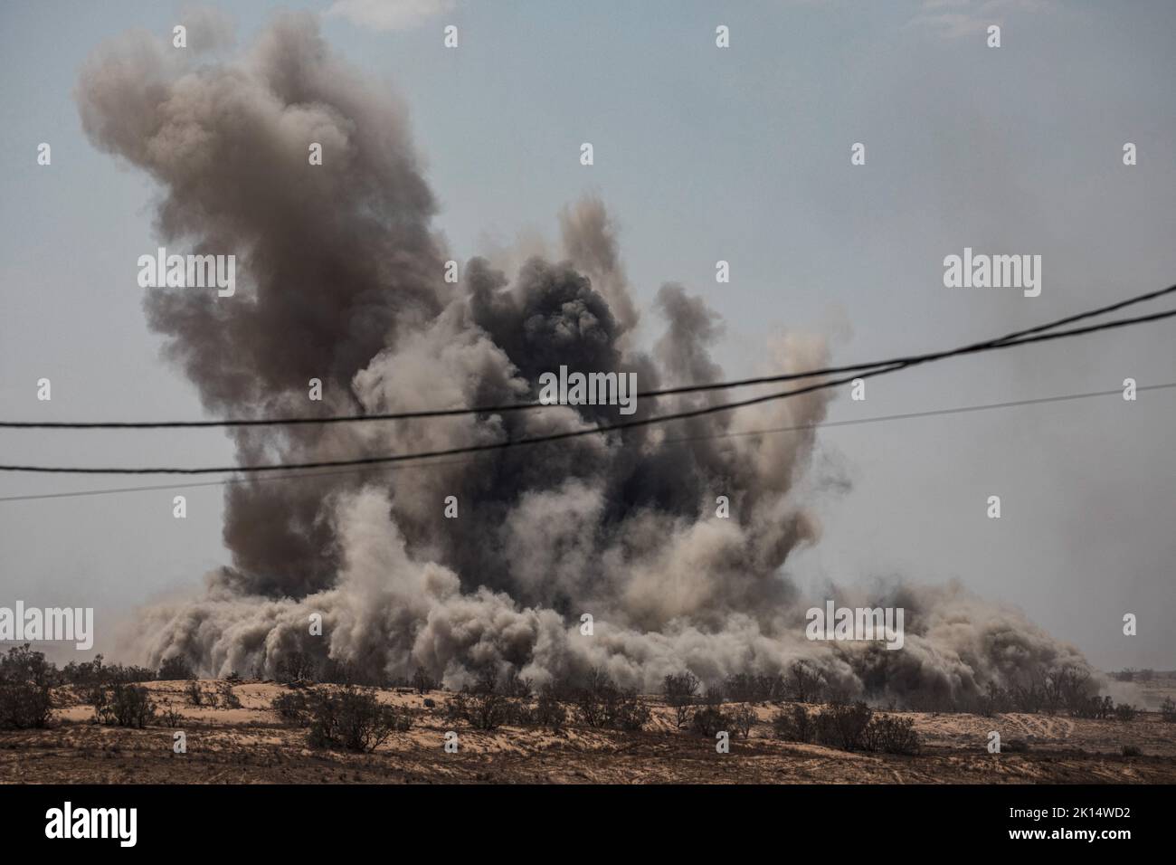 15 September 2022, Israel, Tze'elim: Smoke rises from airstrike during ...