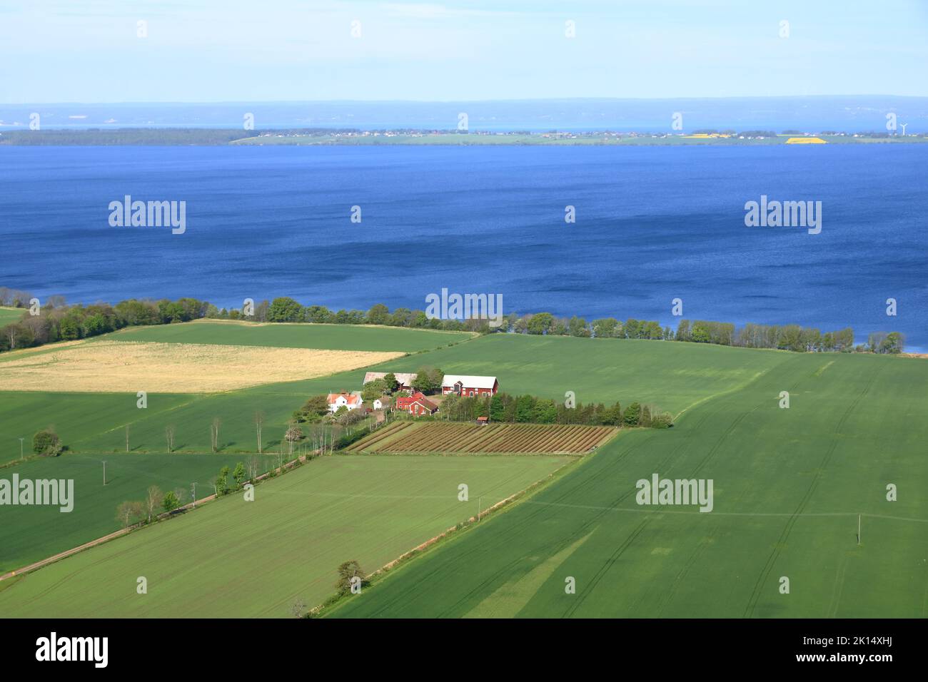 Sweden, Lake Vattern Area, Uppgranna, high angle countryside view from ...