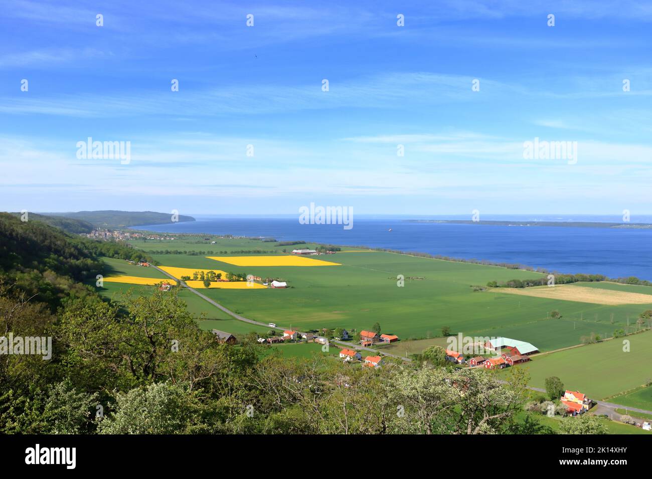 Sweden, Lake Vattern Area, Uppgranna, high angle countryside view from ...