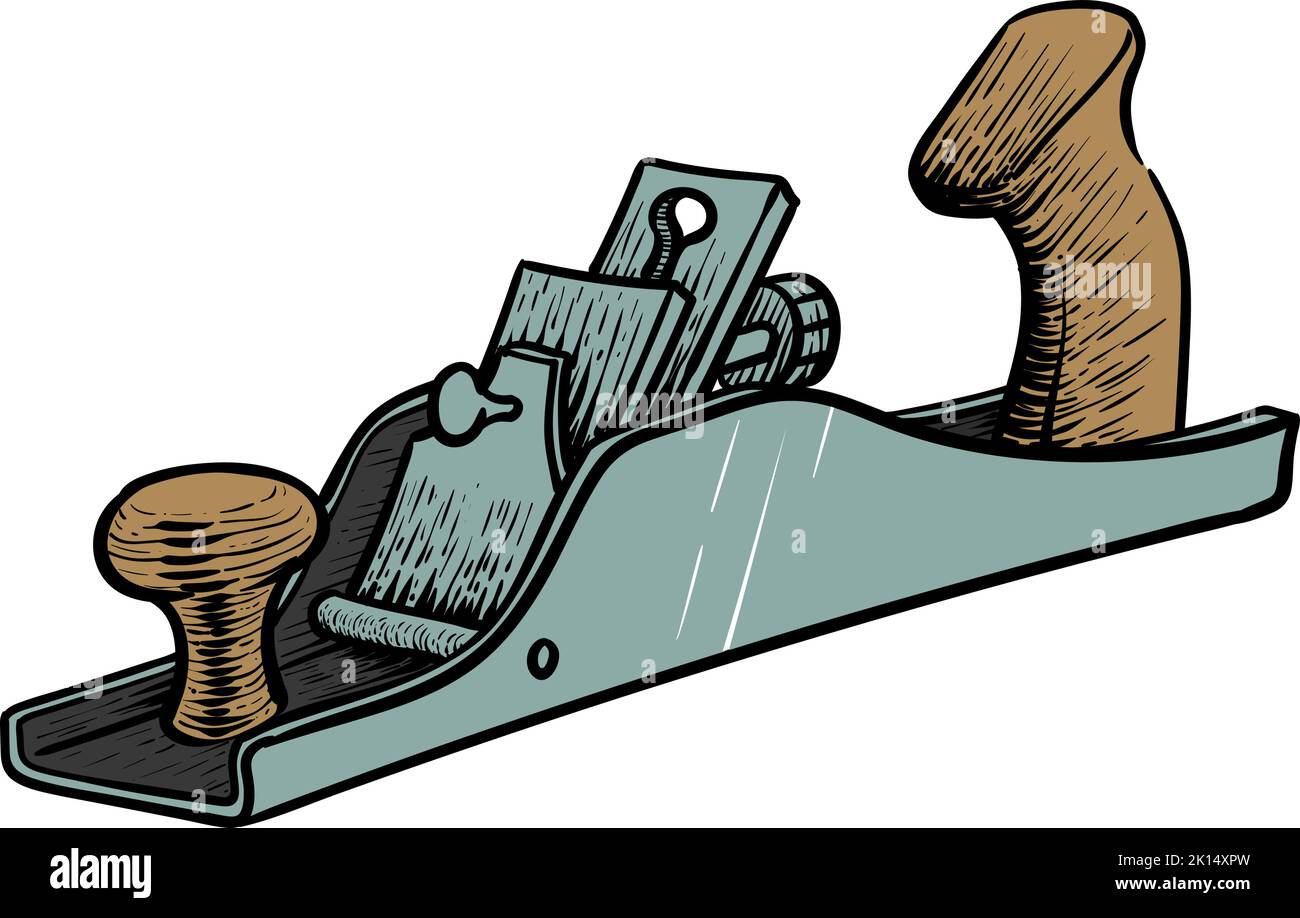 Hand plane engraving Cut Out Stock Images & Pictures - Alamy