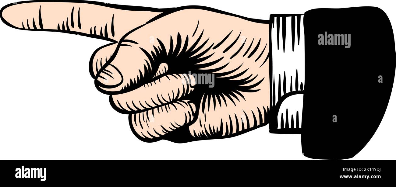 Color pointing index finger in retro sketch Stock Vector Image & Art ...
