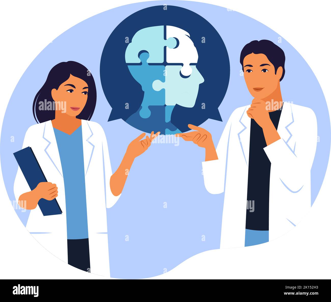 Mental illness and disorder concept. Head profile man from puzzle ...