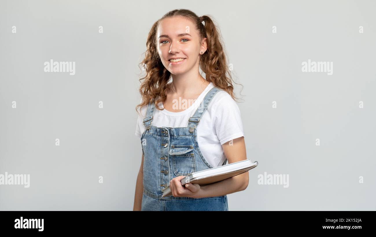 Happy student portrait. Exam success. Cheerful confident smart teen ...