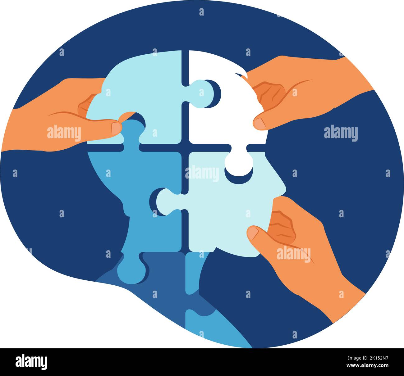 Mental illness and disorder concept. Head profile man from puzzle ...